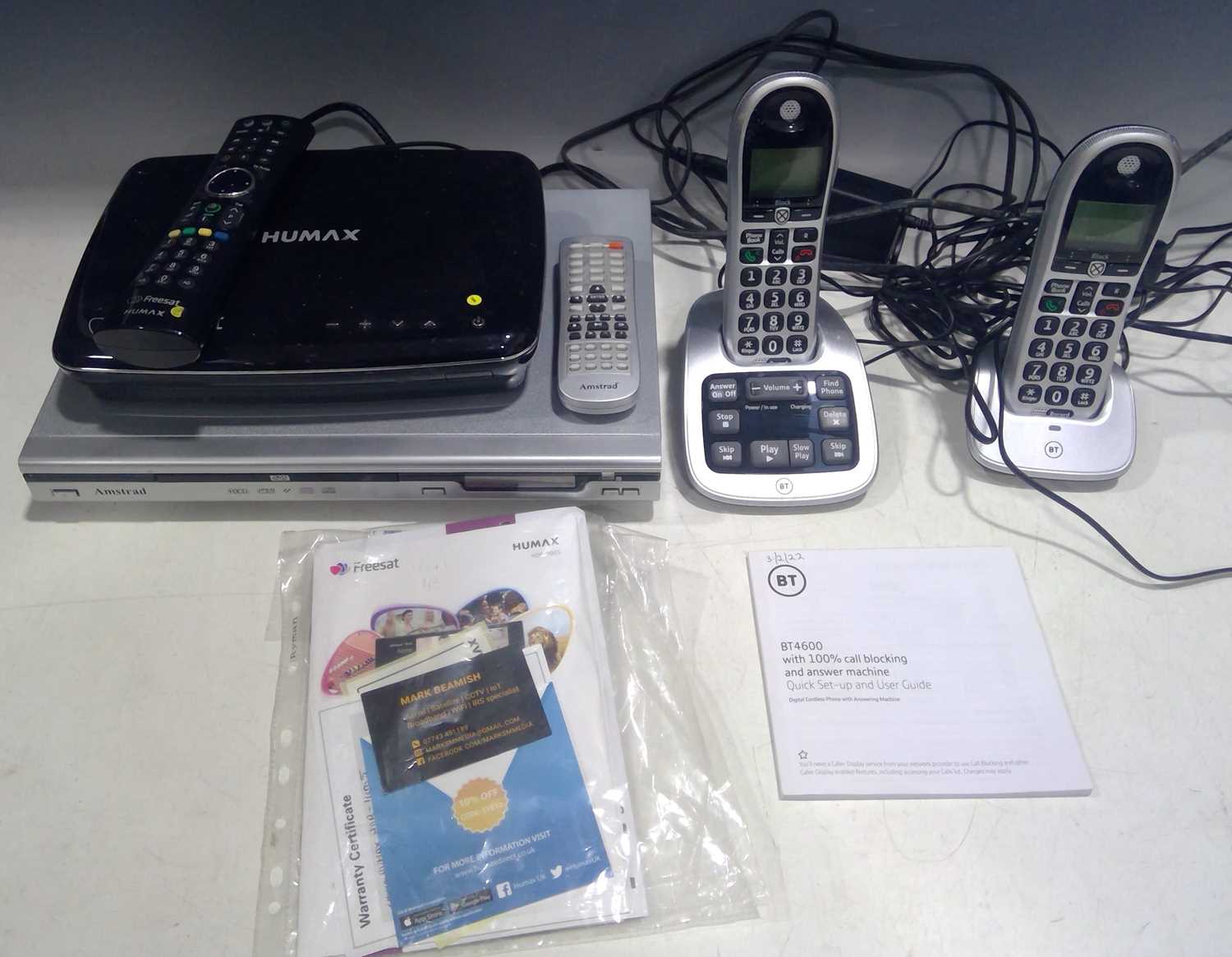 Lot 143 - A Humax, Freesat Box, a DVD Player and a BT