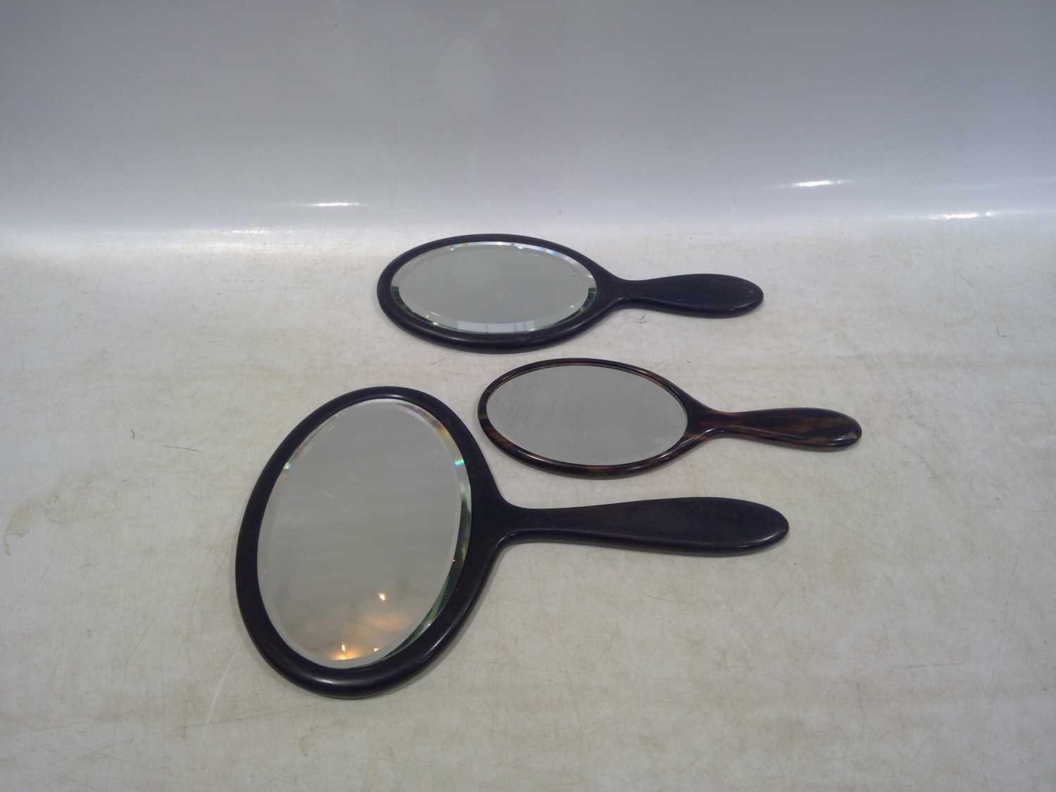 Lot 32 - Two Ebony Hand Mirrors and a Tortoiseshell