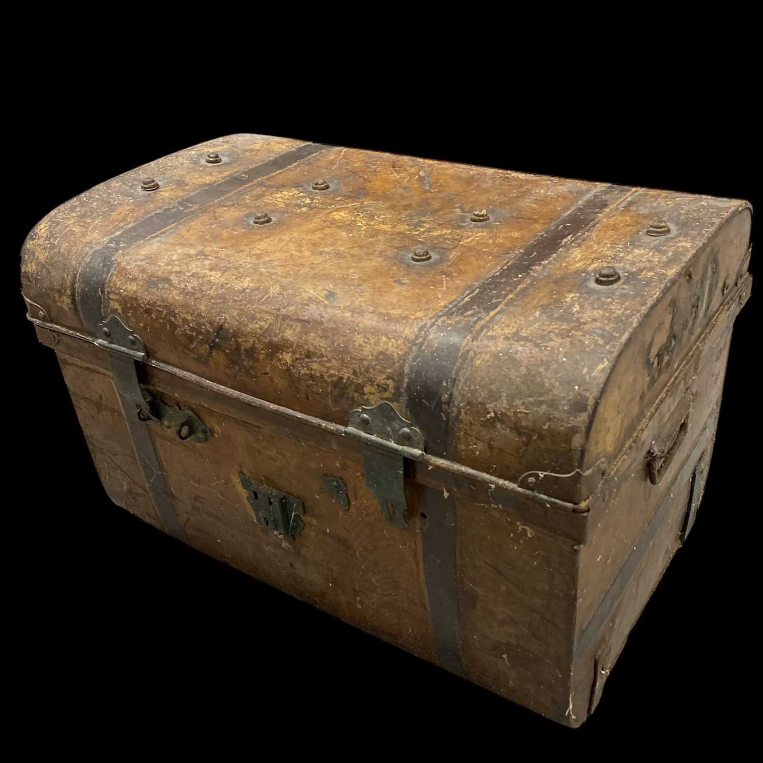 Lot 105 - A Painted Tin Trunk. 60 x 40 x 40cm deep.