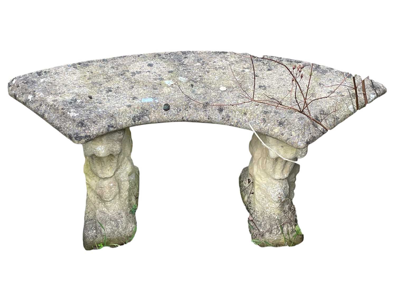 Lot 343 - A curved reconstituted stone bench.