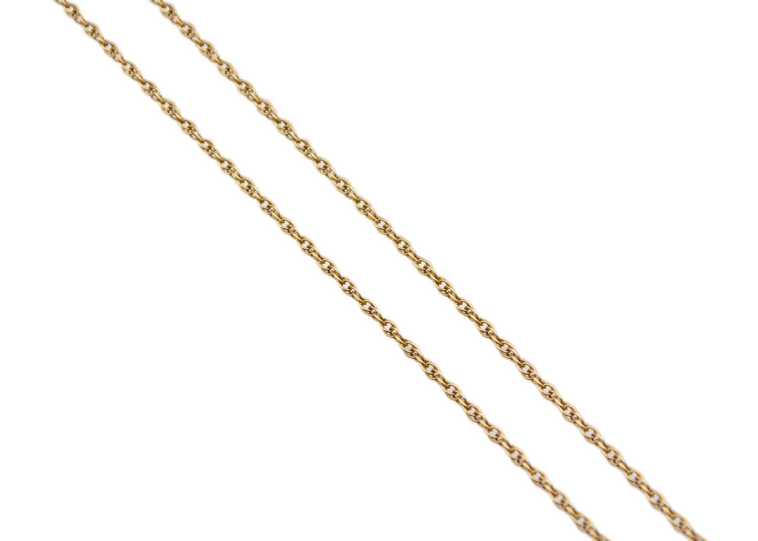 Lot 238 - A 9k yellow gold scroll chain.