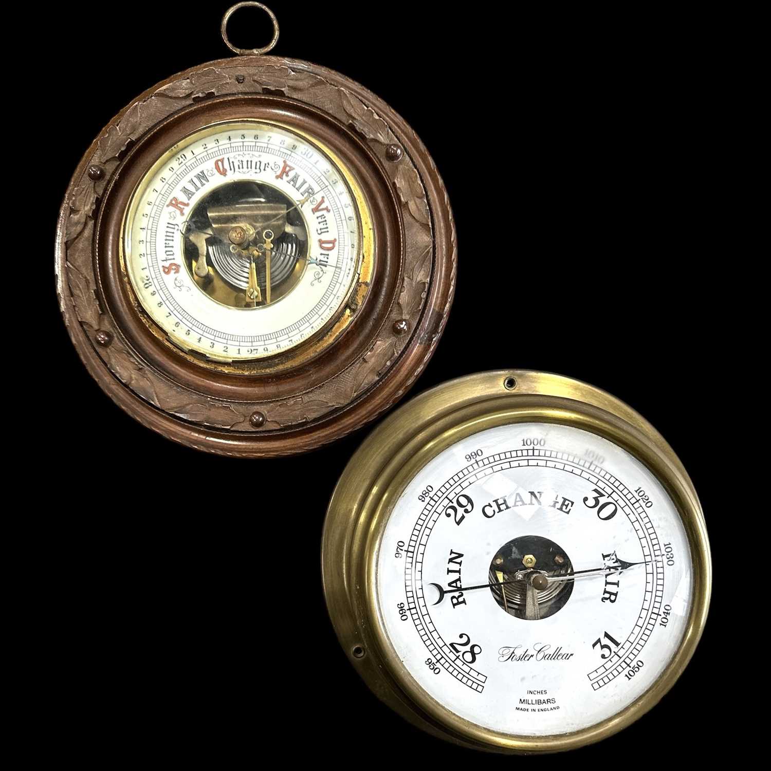 Lot 89 - Two barometers, one brass by Foster Callear