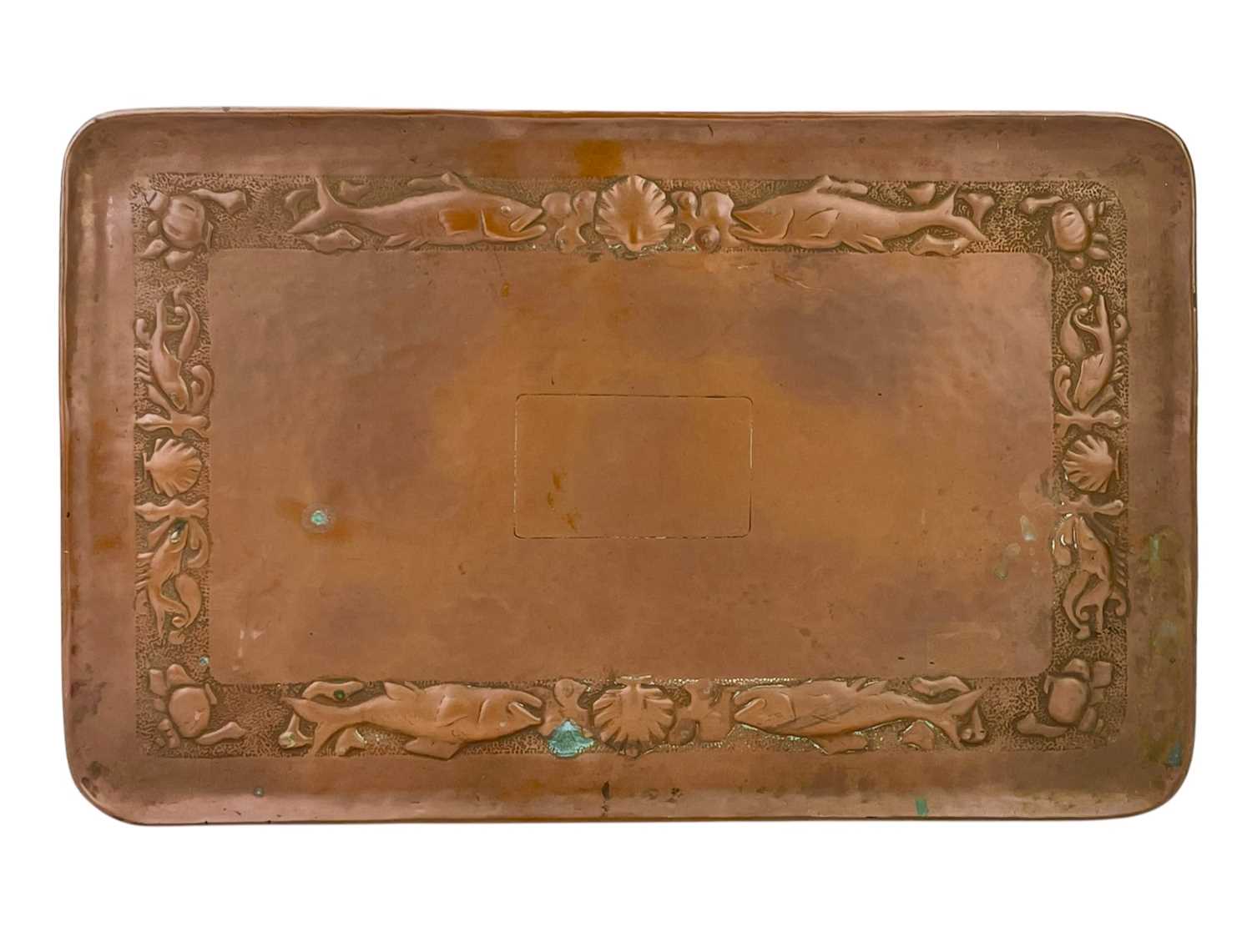 Lot 106 - A Newlyn copper rectangular tray.