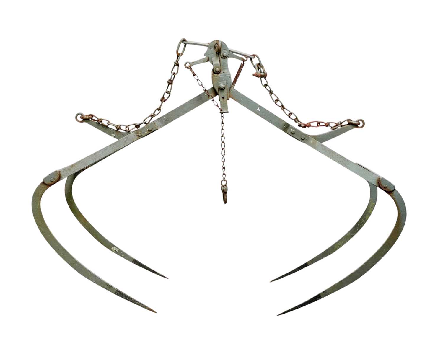 Lot 351 - A 1940s wrought iron hay grab or grapple.