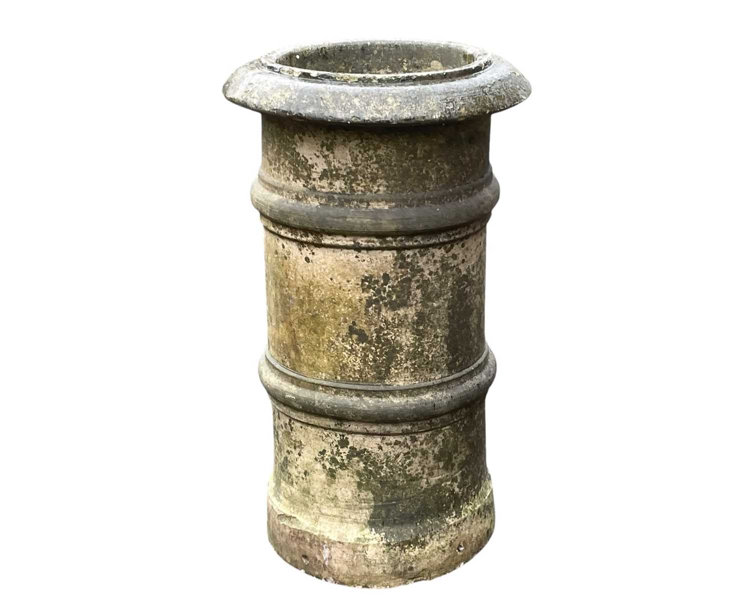 Lot 380 - A buff-coloured rib banded chimney pot of