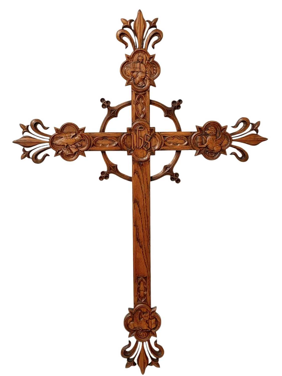 Lot 111 - A French carved oak wall mounted cross of