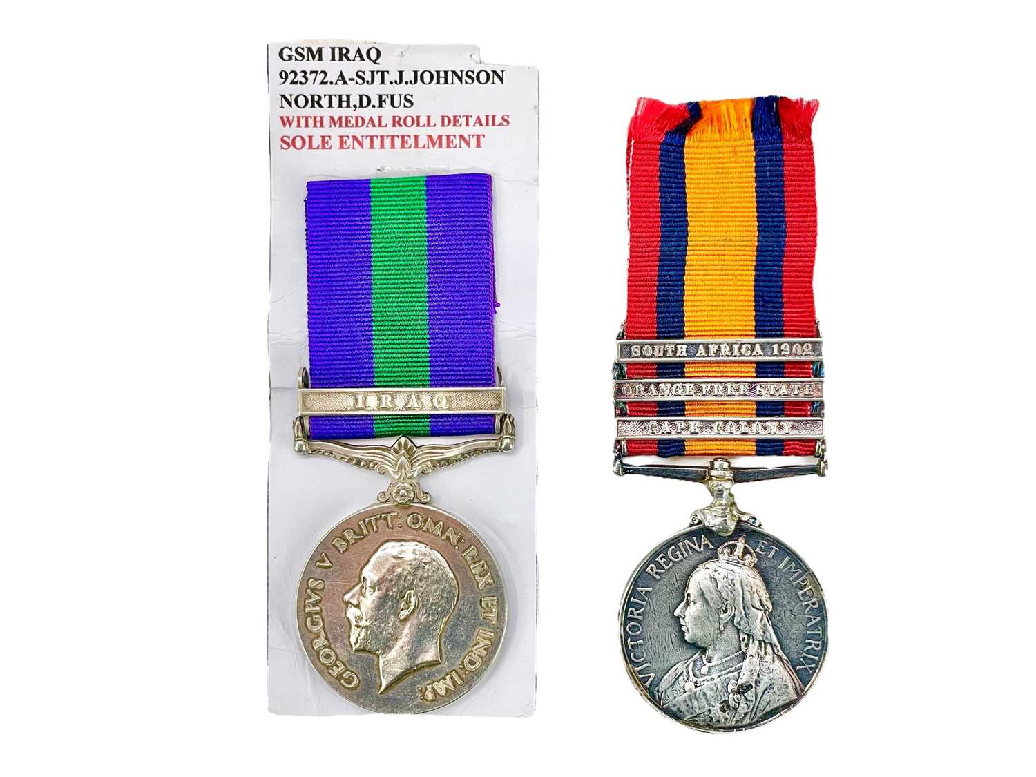 Lot 525 - A Queens South Africa medal to Pte J Lynch