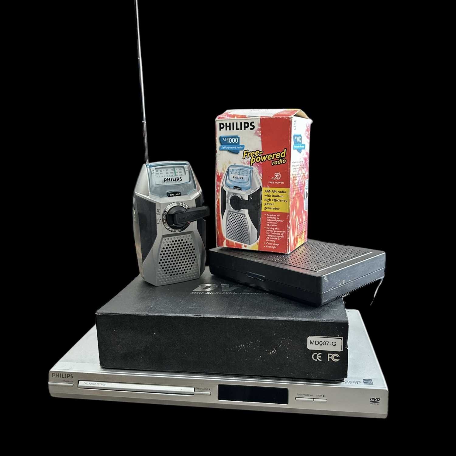 Lot 130 - A Philips DVD and wind up radio, a mini