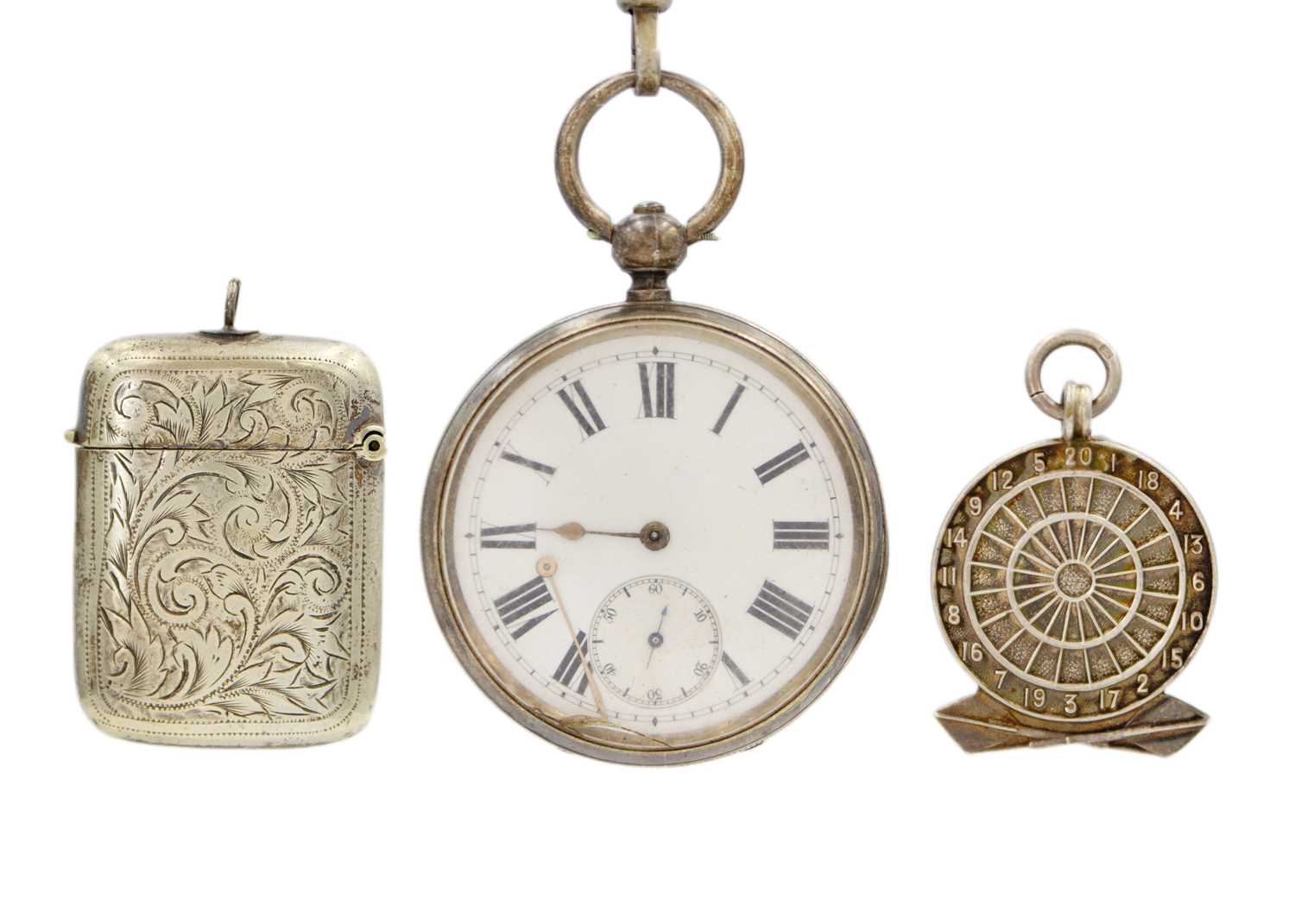Lot 1170 - A silver key wind pocket watch, silver