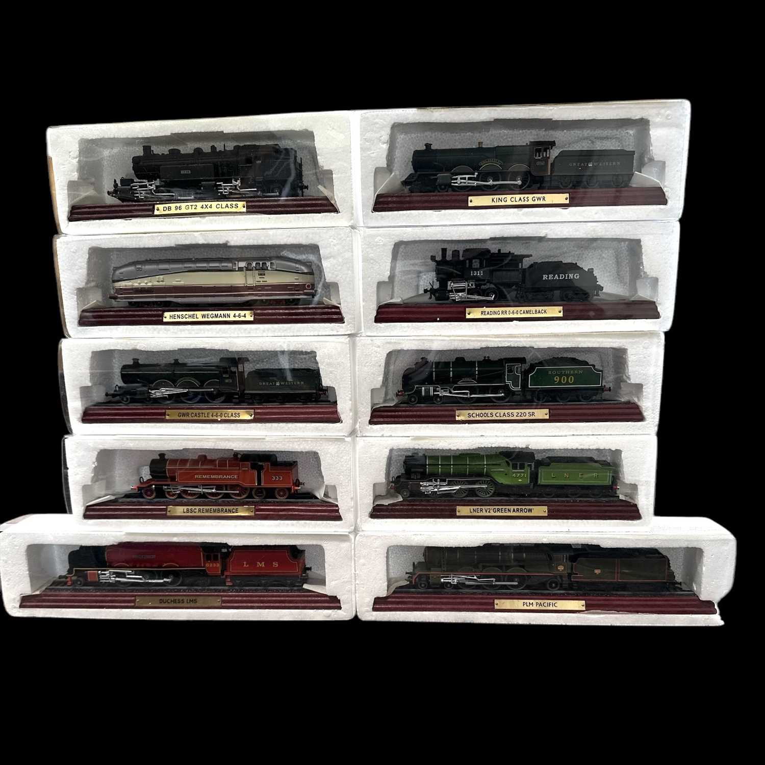 Lot 105 - Ten collectable model locomotives, 23cm in