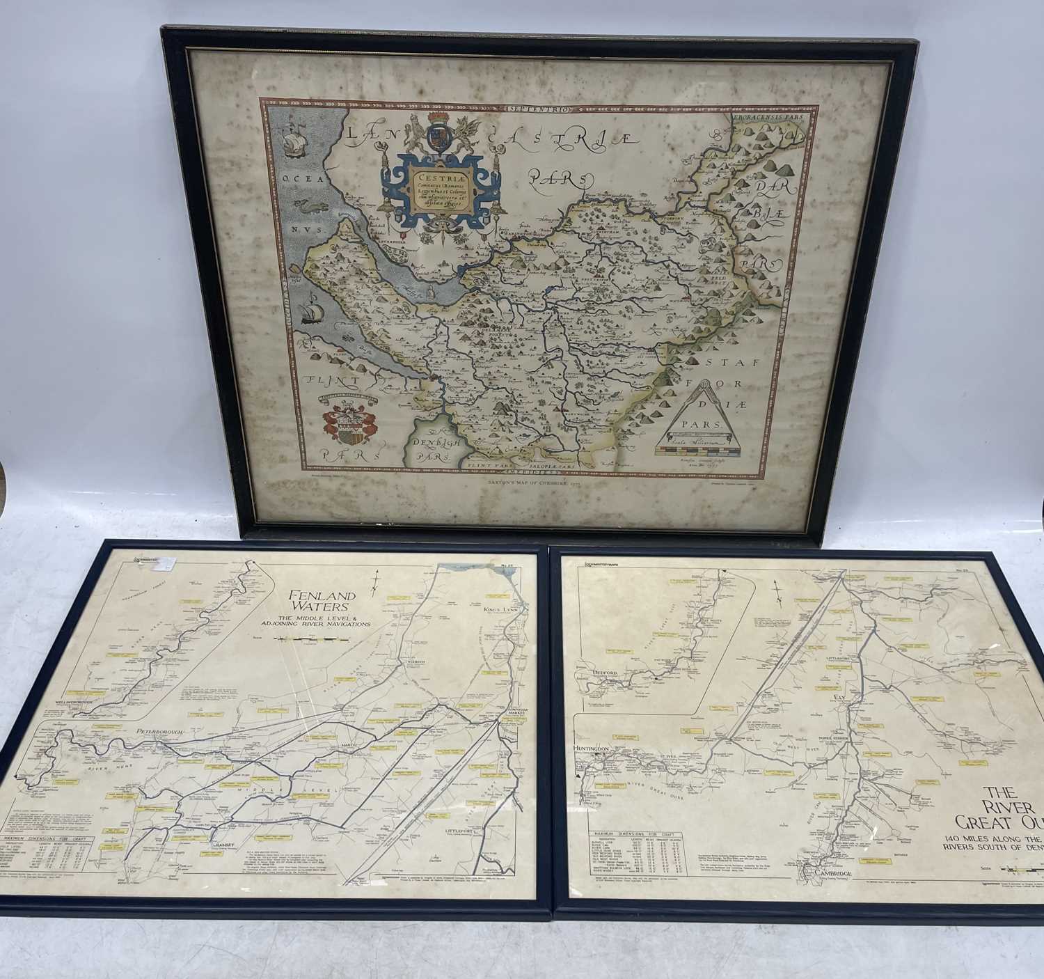 Lot 143 - A Saxton's Map of Cheshire 1577, printed by