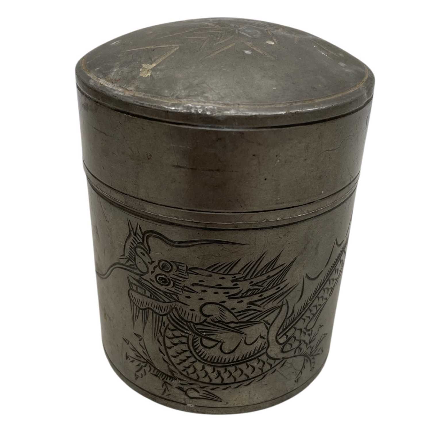 Lot 182 - A Kuthing Swatow Pewter Tea Caddy with a