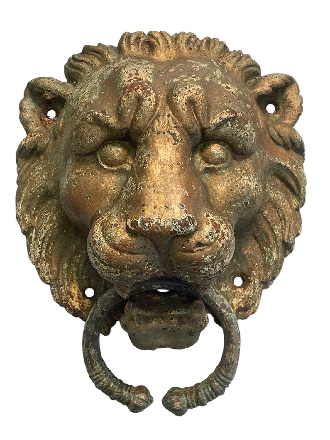 Lot 154 - A substantial cast iron lion's mask mount or