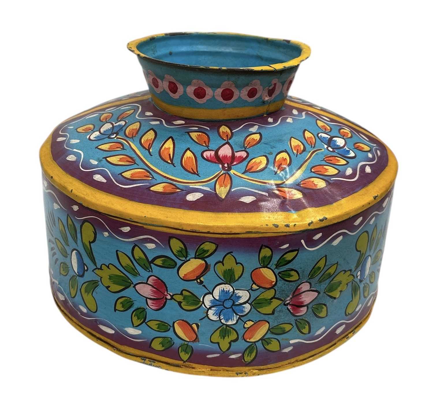 Lot 84 - An Indian hand-painted metal water pot,