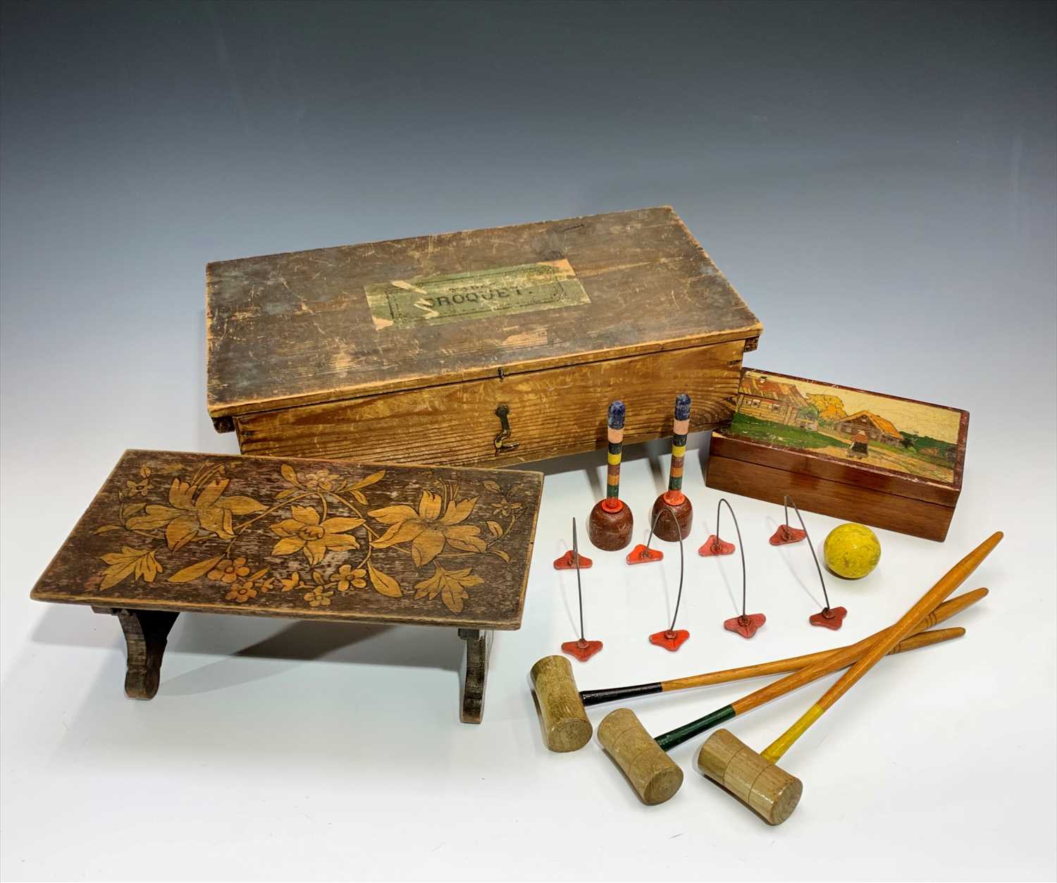 Lot 272 - A late Victorian table croquet set with