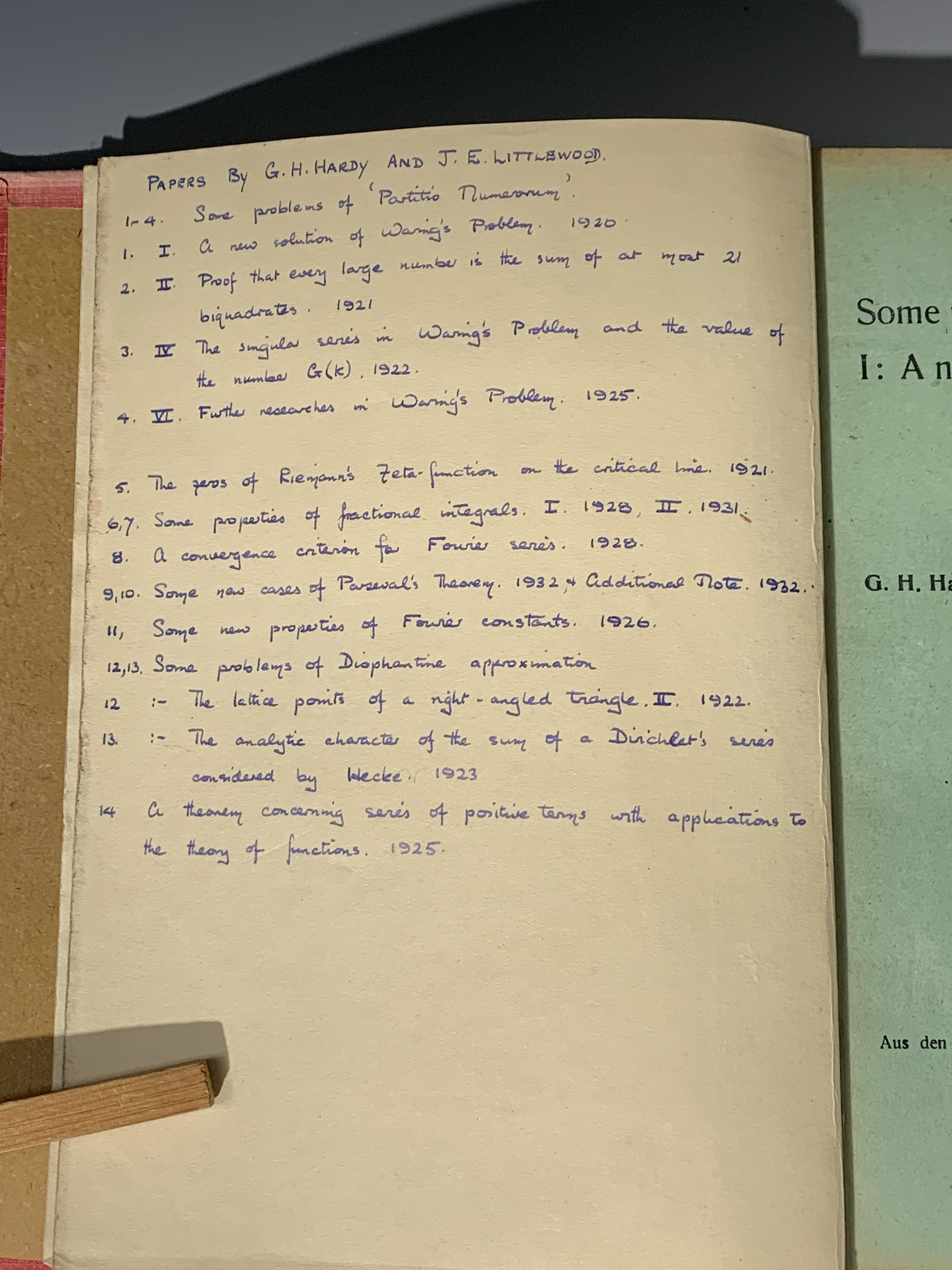 Lot 1208 - GODFREY HAROLD HARDY (Cambridge