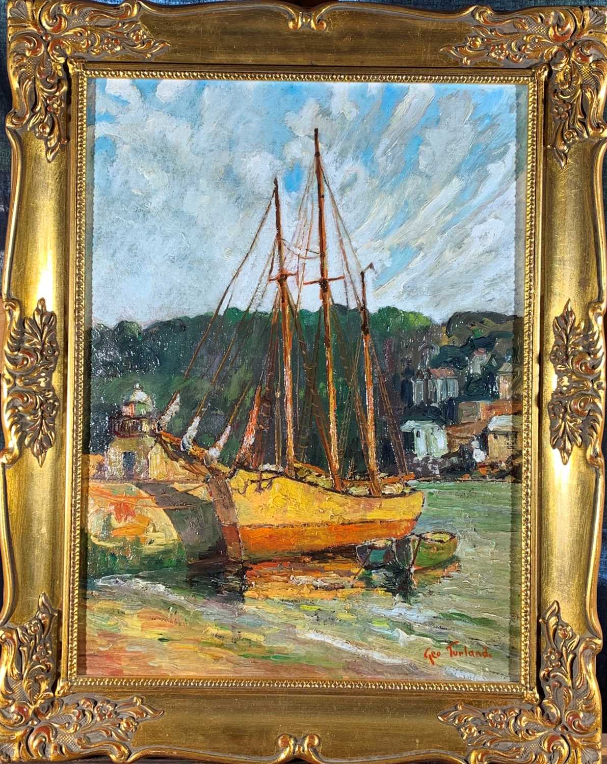 Lot 129 - George TURLAND (1877-1947) Schooner by the