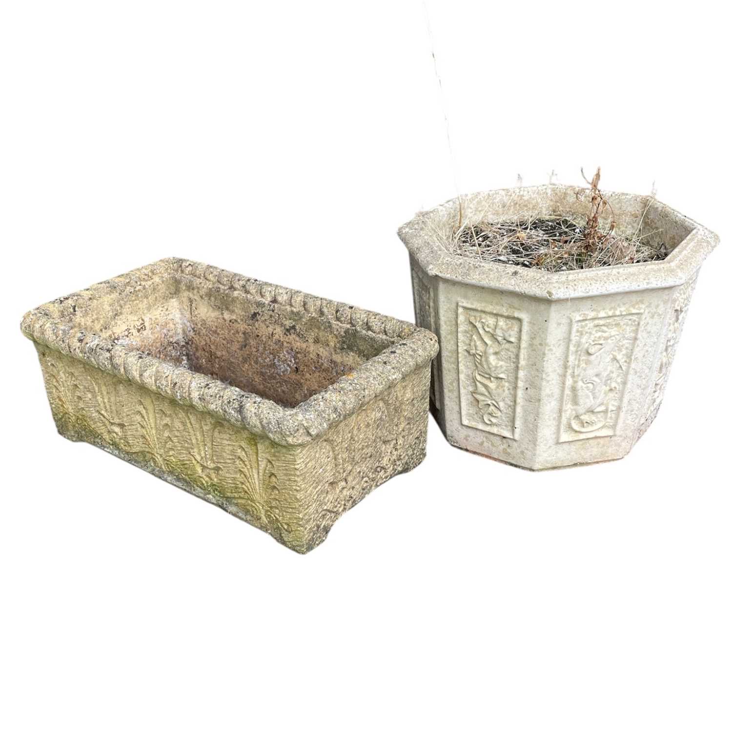 Lot 155 - Two Reconstituted Stone Planters. 54 x 30 x