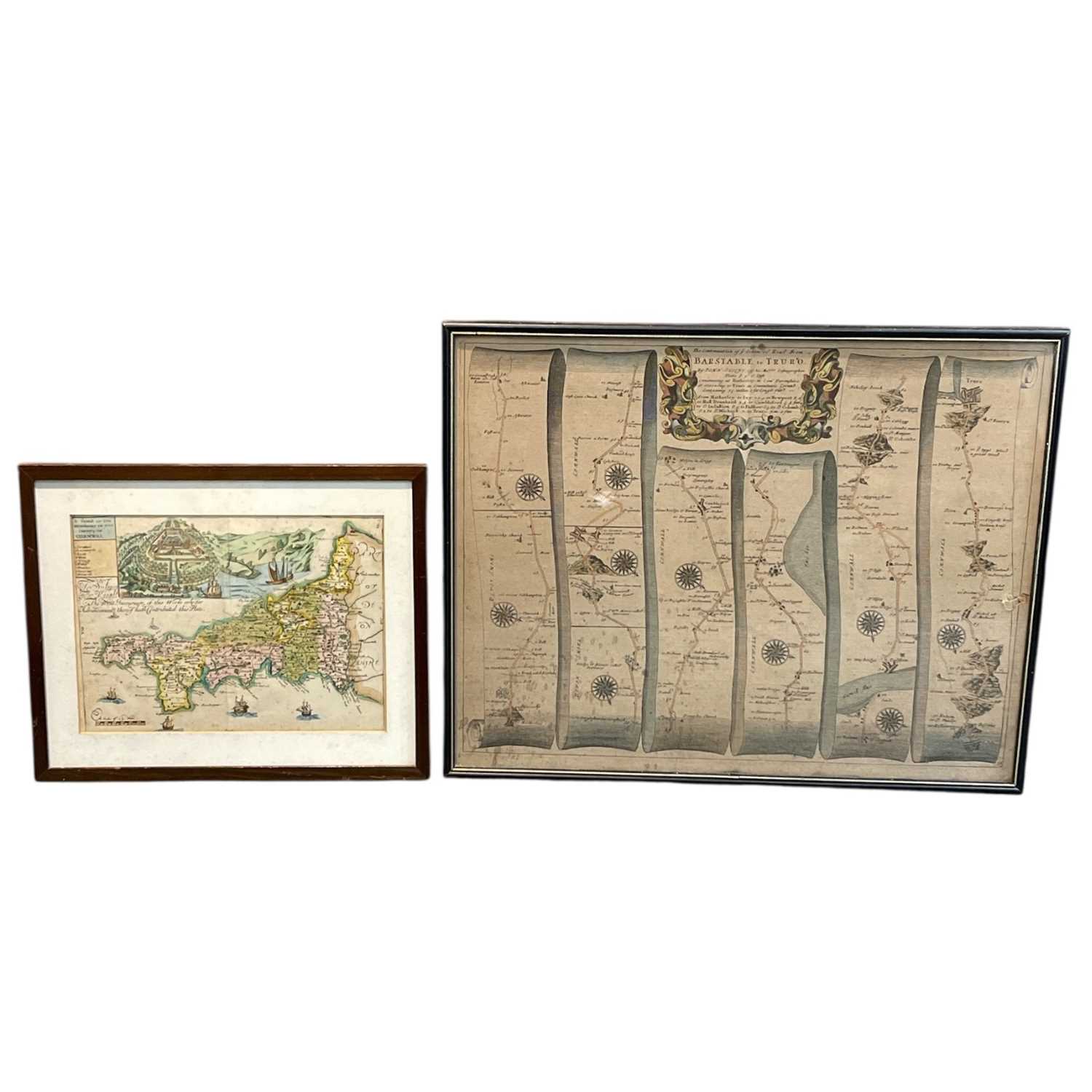 Lot 223 - Ogilby's strip road map, Barnstaple to Truro,