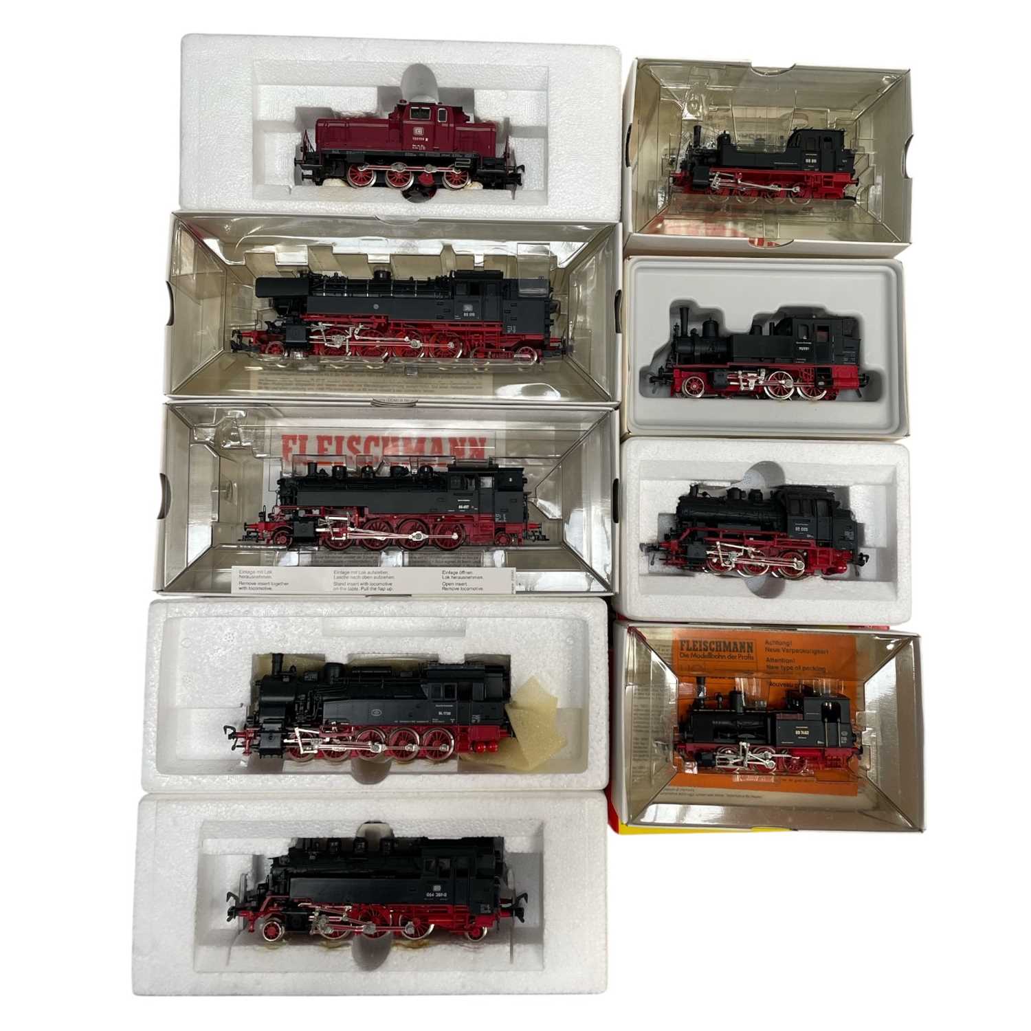 Lot 4 - Nine Fleischmann H0/00 Locomotives in Original