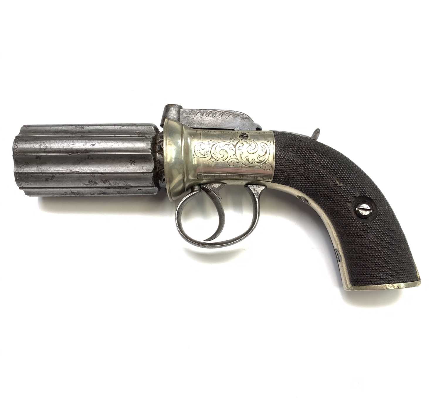 Lot 344 - A 19th century pepperbox revolver percussion