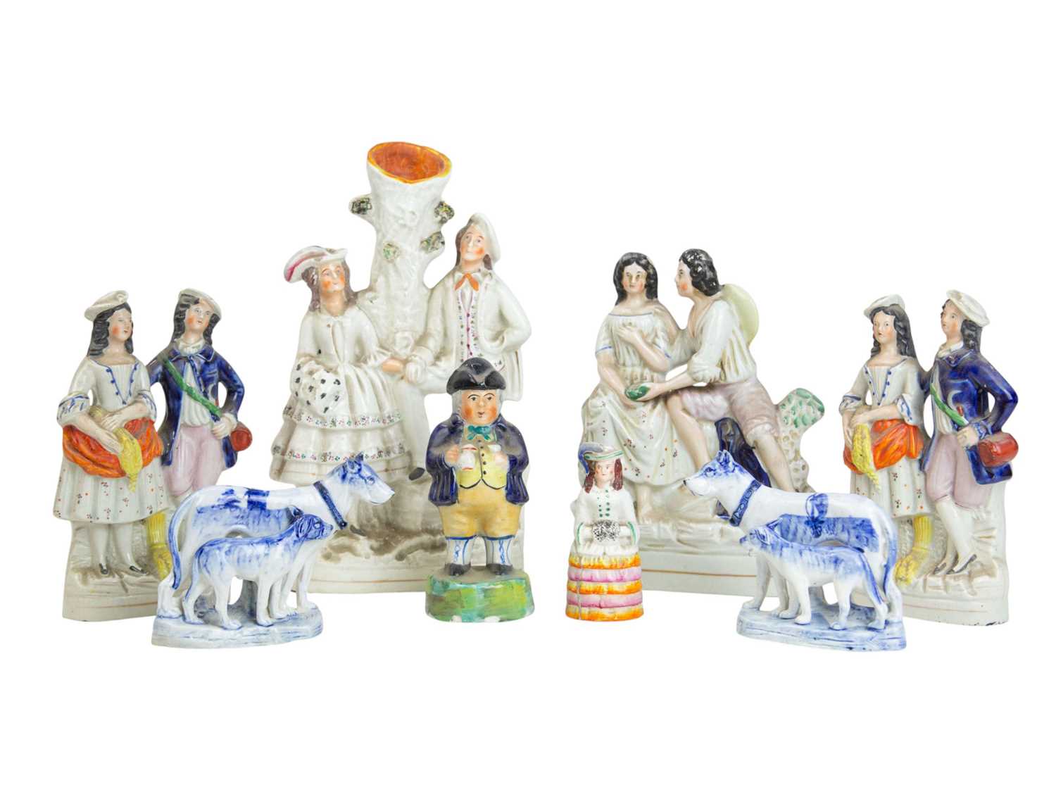 Lot 616 - Four Victorian Staffordshire flatback figure