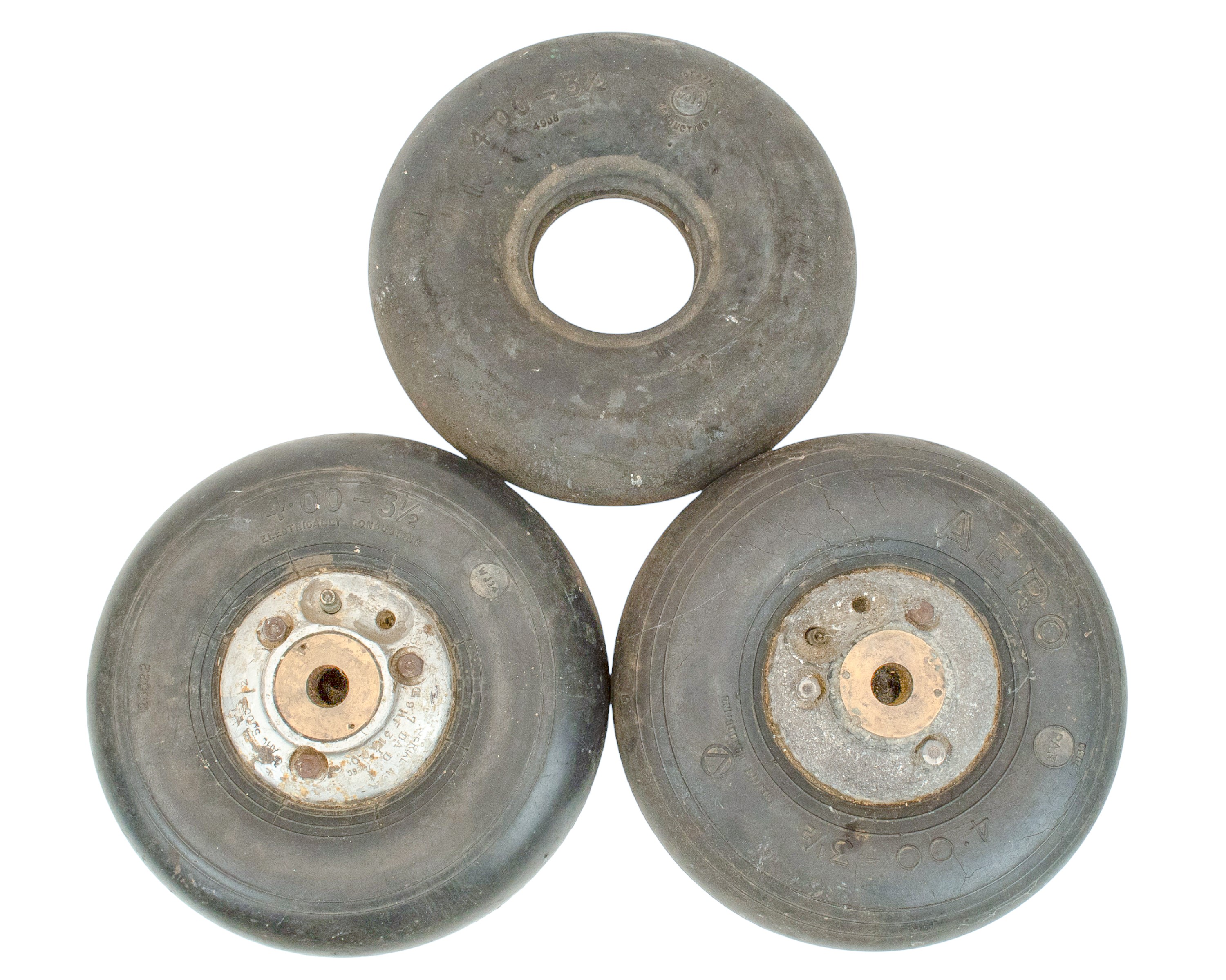 Lot 128 - Two WWII RAF Hurricane aircraft tail wheels.