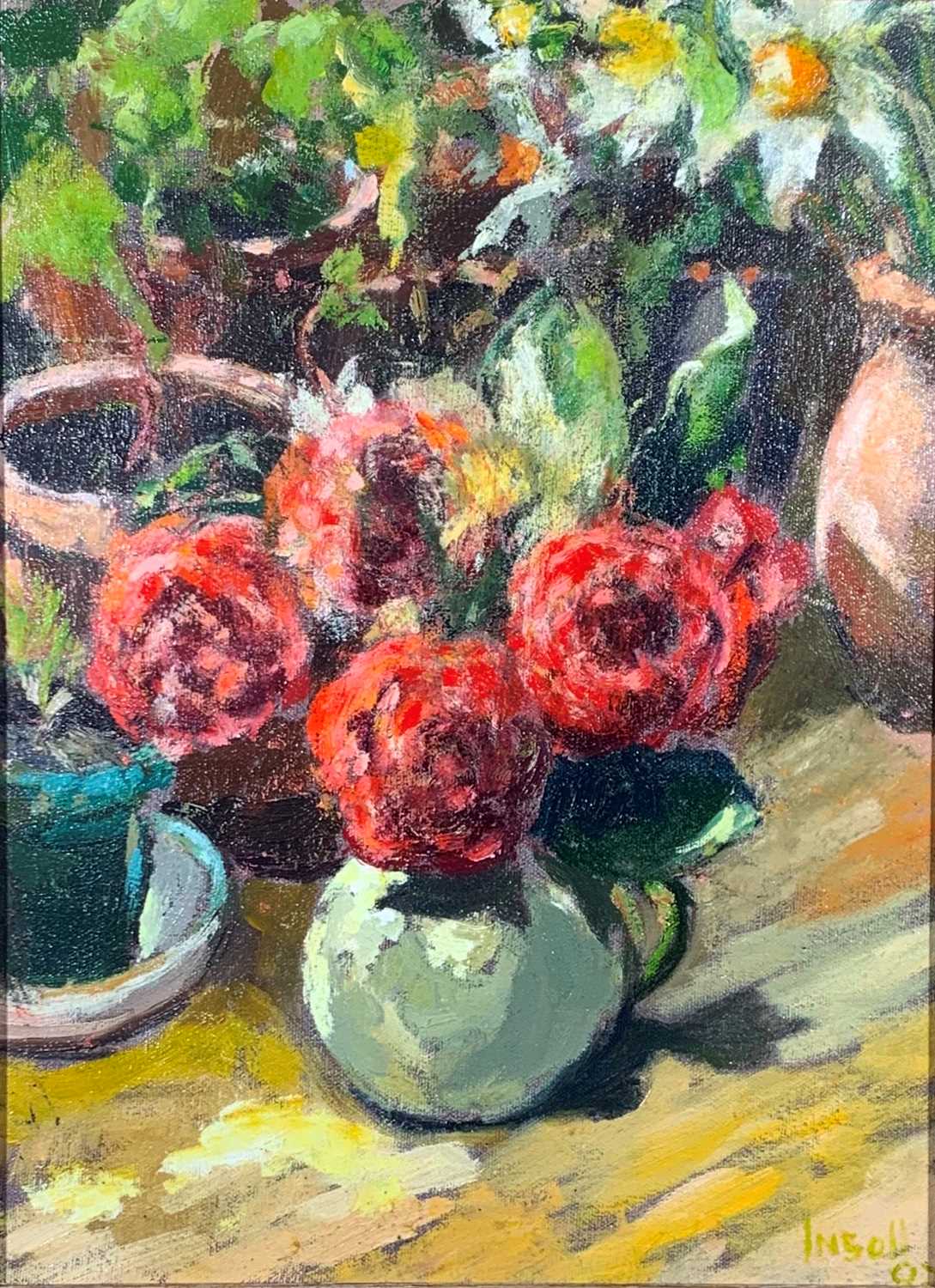 Lot 255 - Christopher INSOLL (b.1956) Pot of Roses Oil