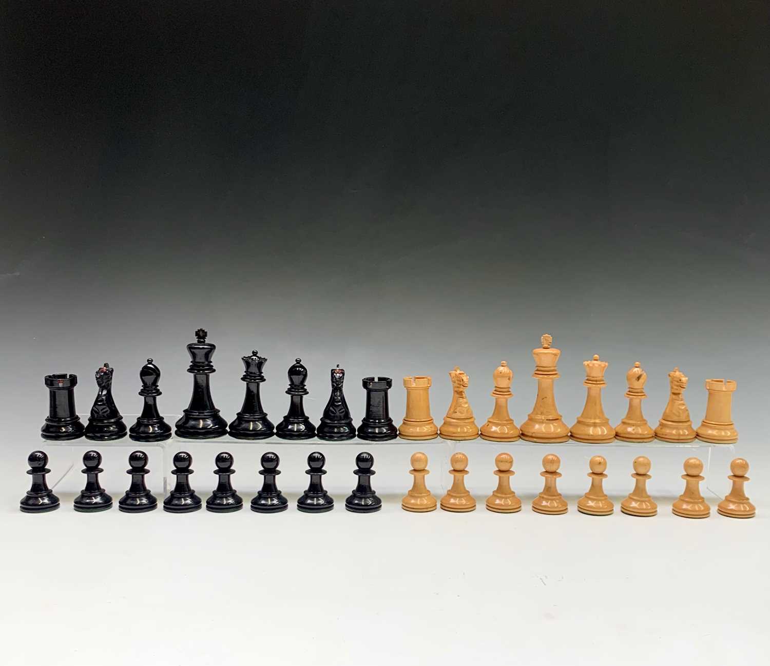 Lot 311 - A Staunton pattern chess set, in turned and