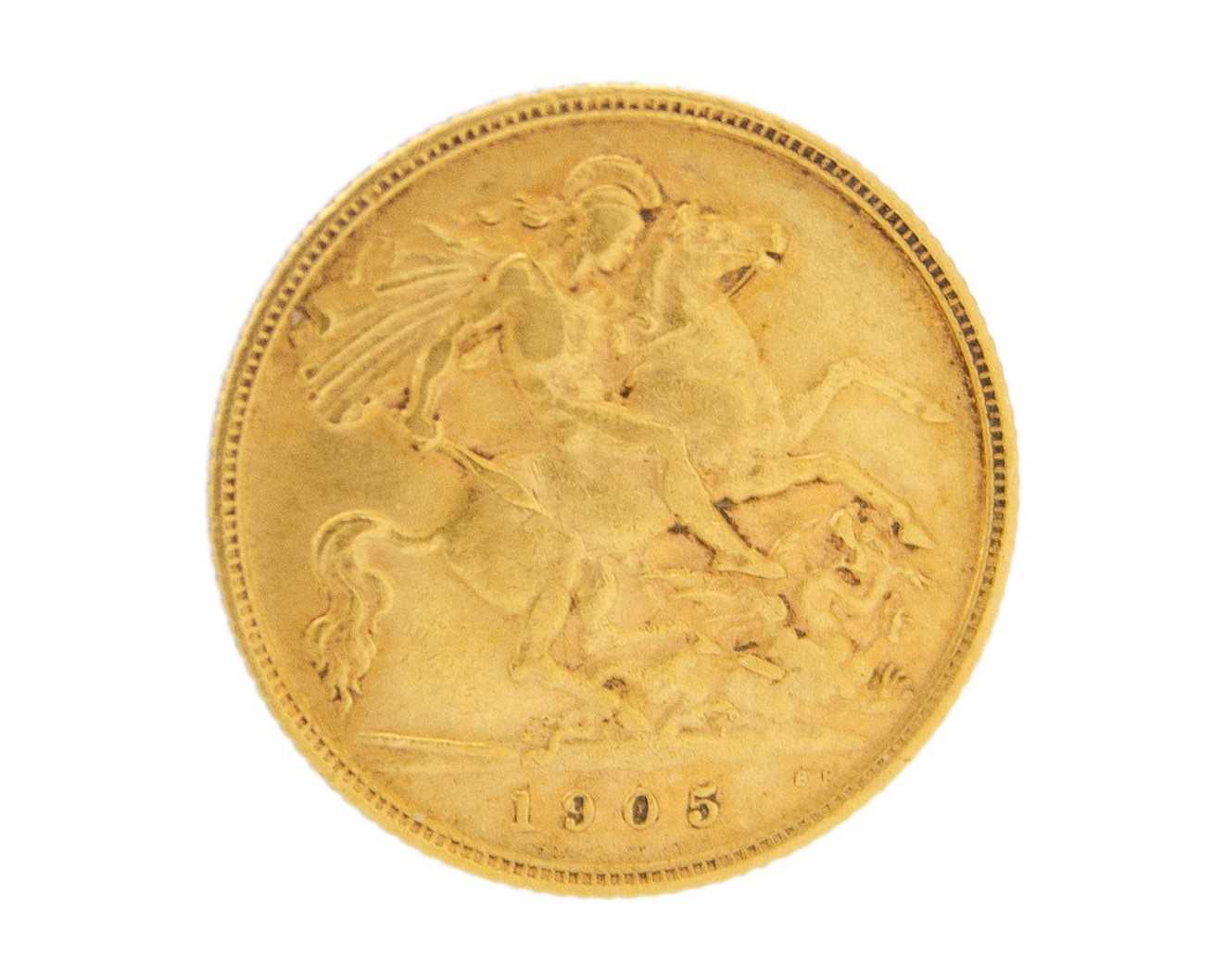 Lot 194 - An Edward VII 1905 half sovereign gold coin.