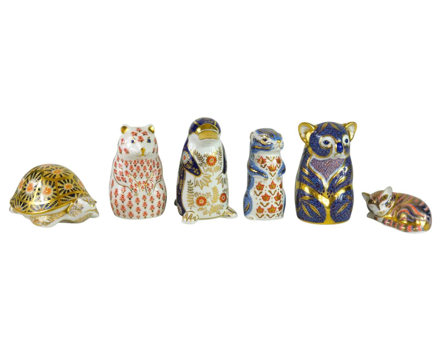 Lot 515 - Six Royal Crown Derby animal paperweights.