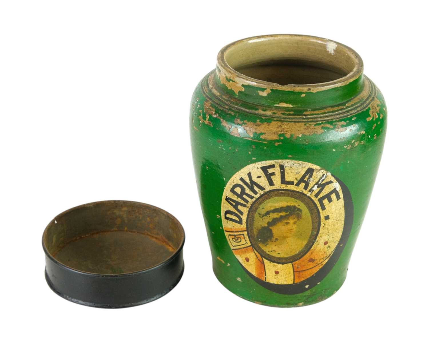 Lot 158 - A Dark Flake tobacconist's jar and tinned