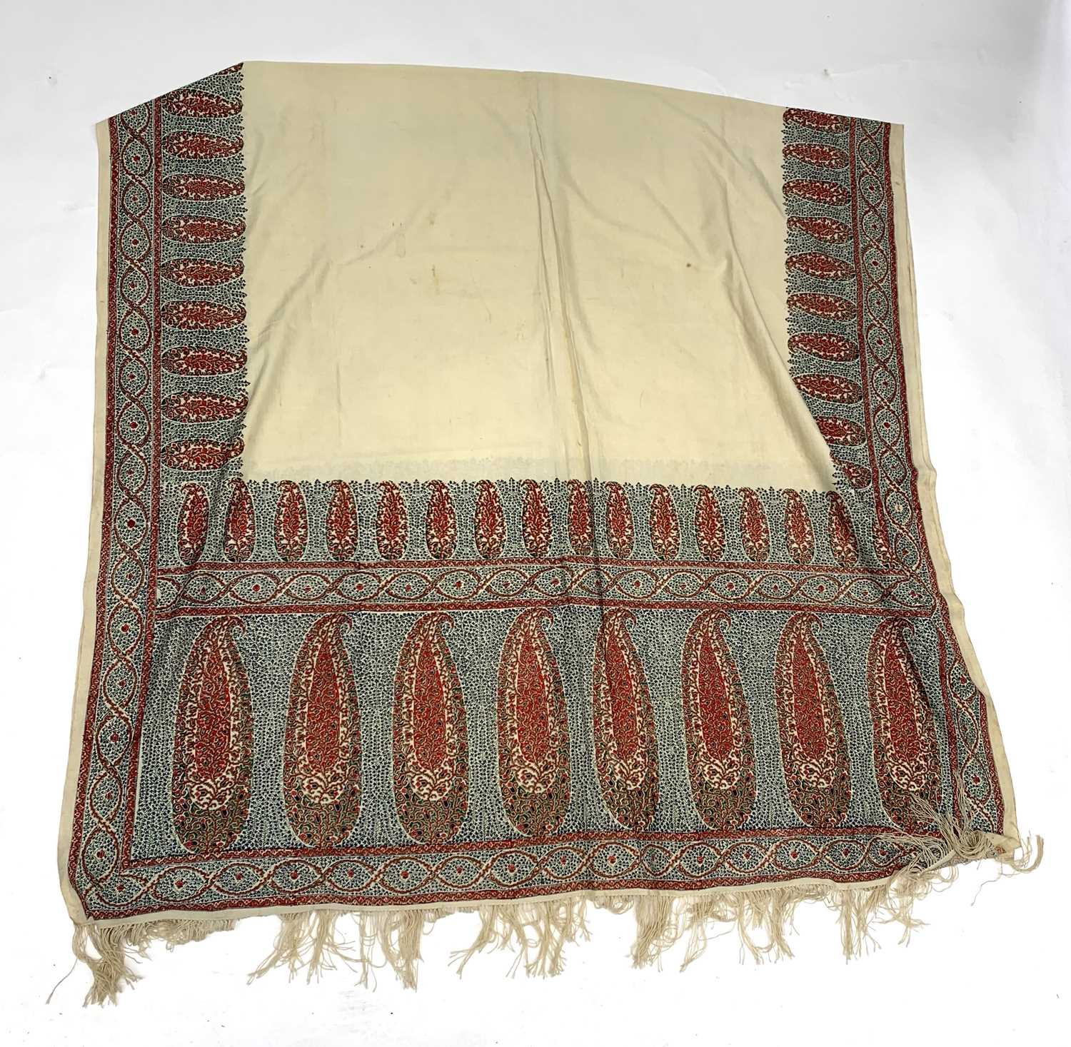 Lot 1059 - Two large stoles, one printed paisley on