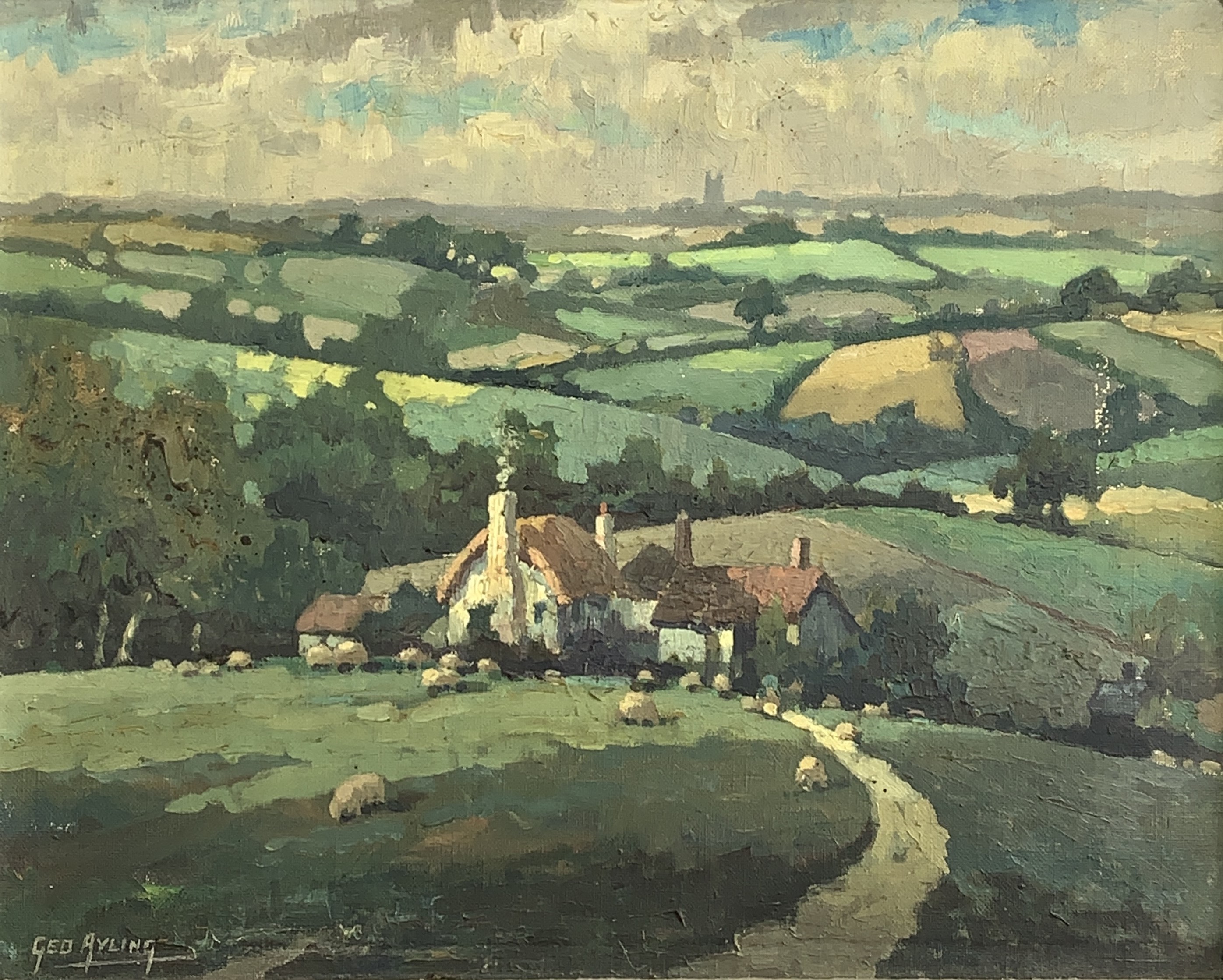 Lot 1001 - George AYLING (1887-1960) Green Fields of