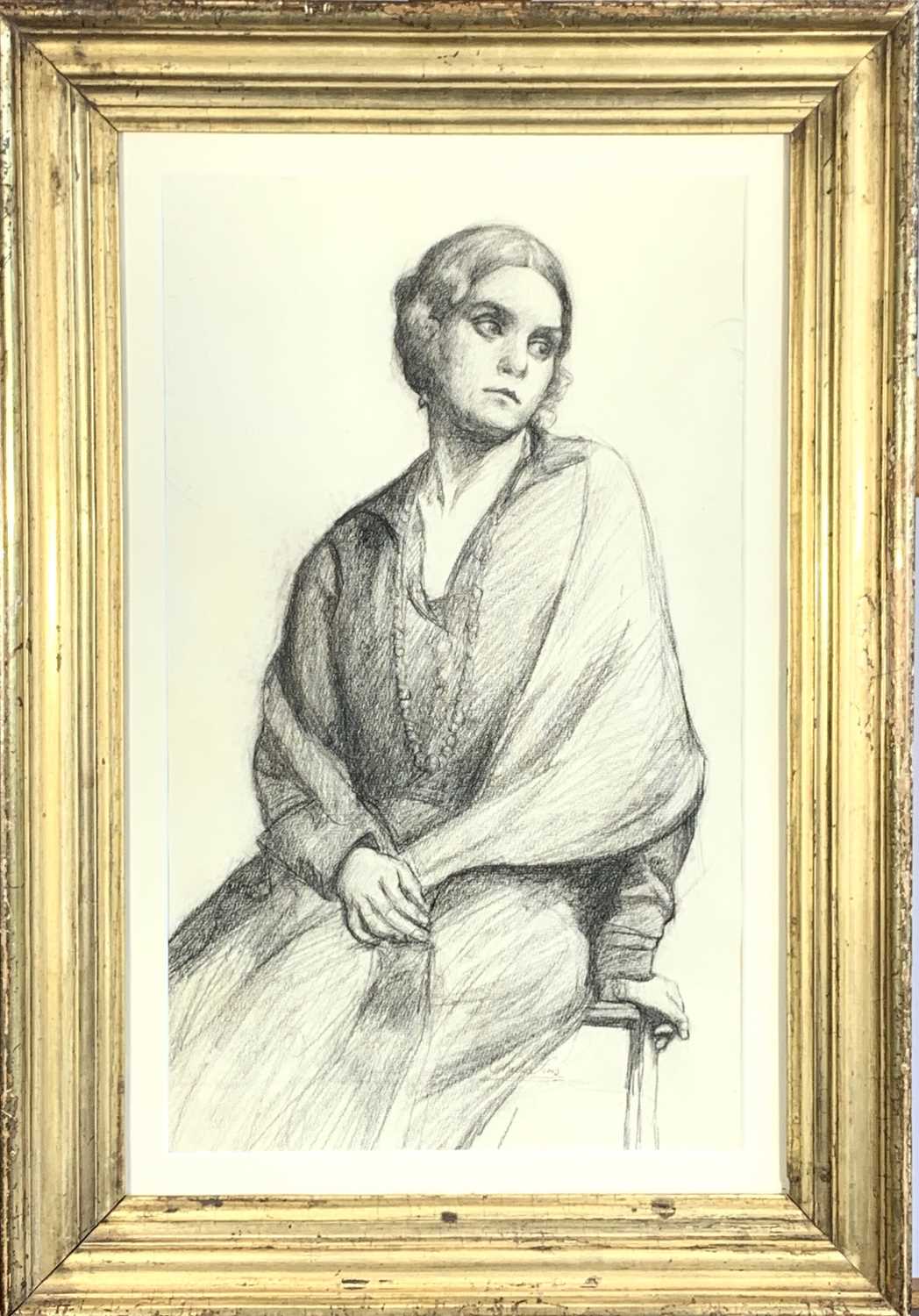 Lot 1028 - Charles SIMS (1873-1928) Posed on a stool