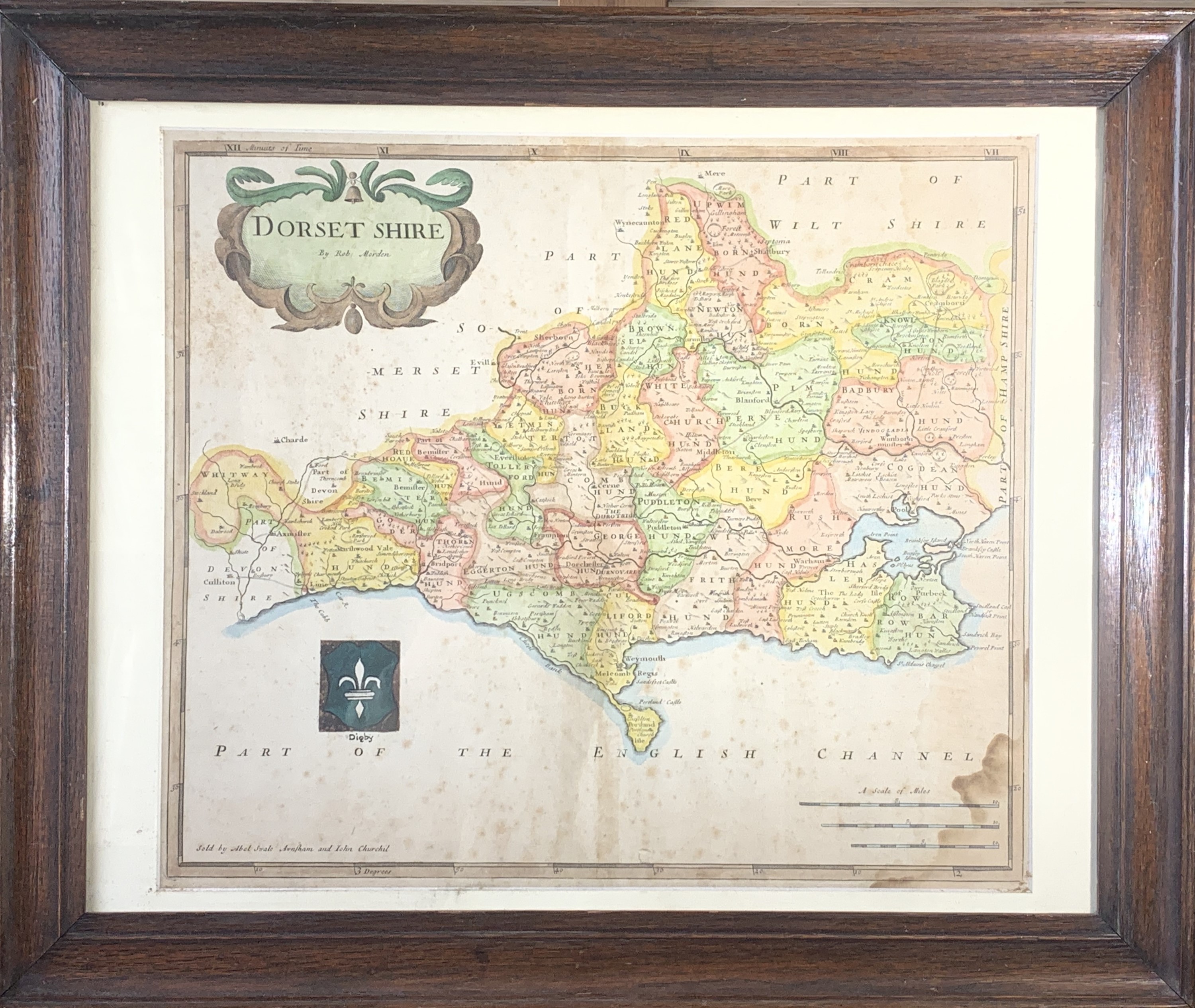 Lot 1340 - Map, handcoloured Rob MORDEN (1650-1703)