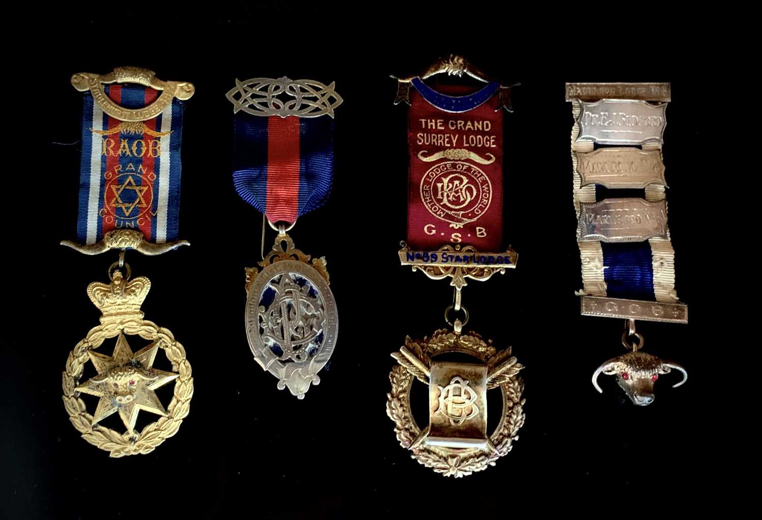 Lot 238 - RAOB Medals - 4 silver/silver gilt better
