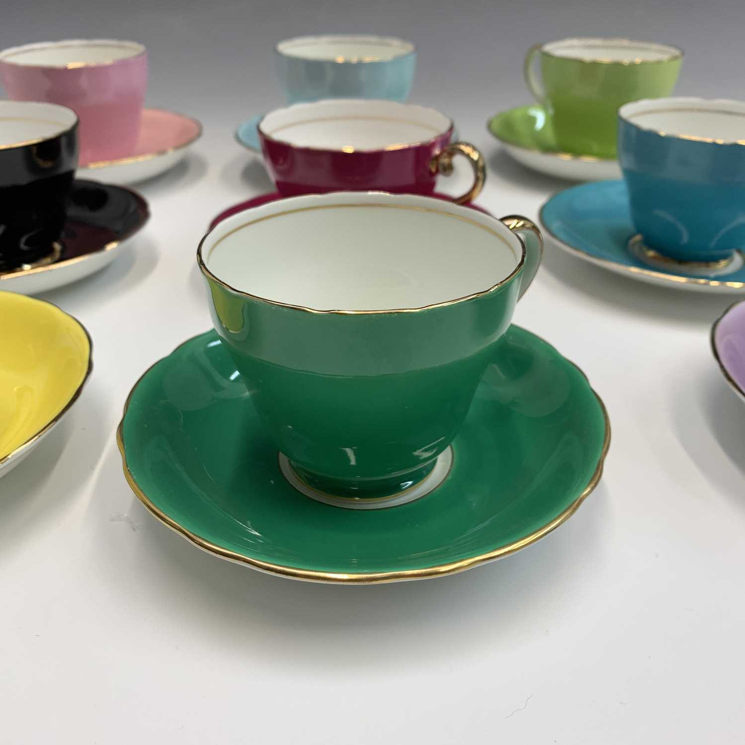 Lot 950 - An Adderley harlequin tea set comprising