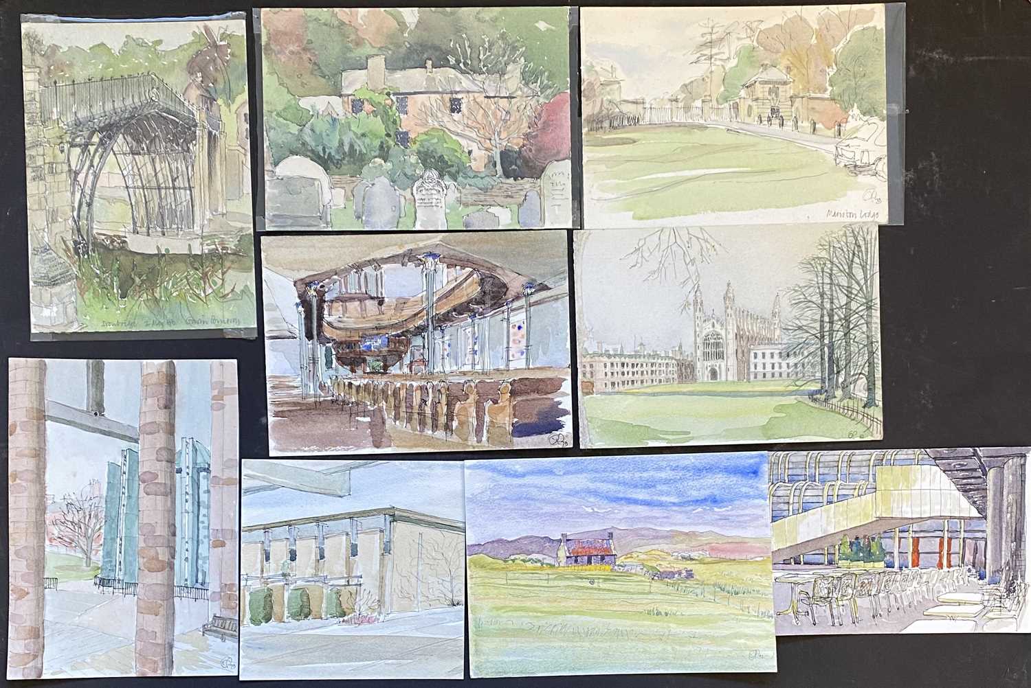 Lot 1591 - Two portfolios of watercolours from the