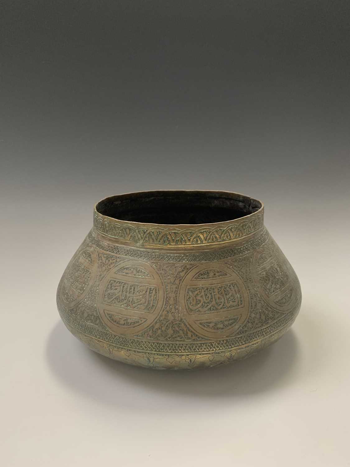 Lot 368 - A Cairoware brass bowl, 19th century, the