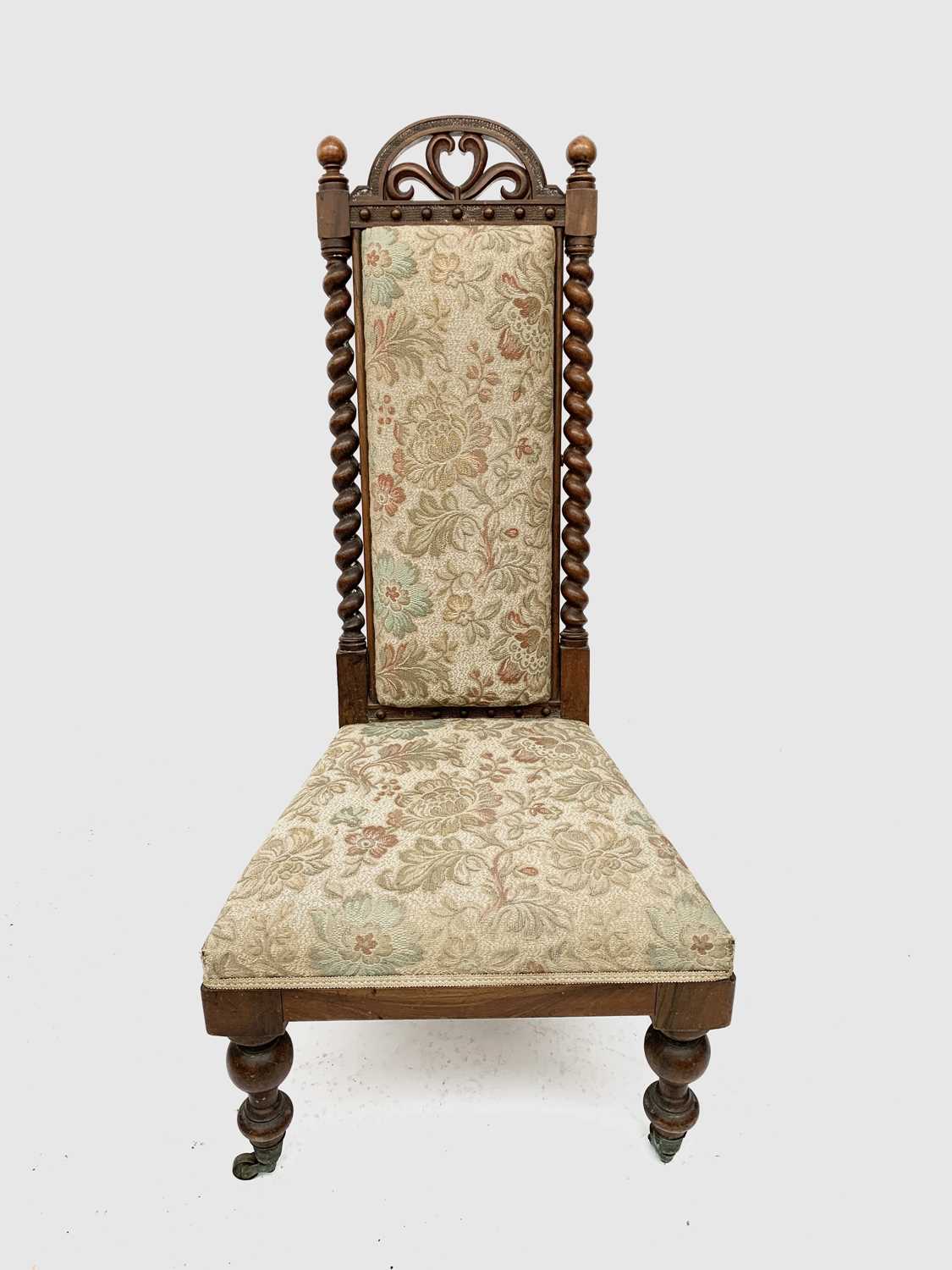 Lot 3222 - A Victorian walnut low side chair, with a