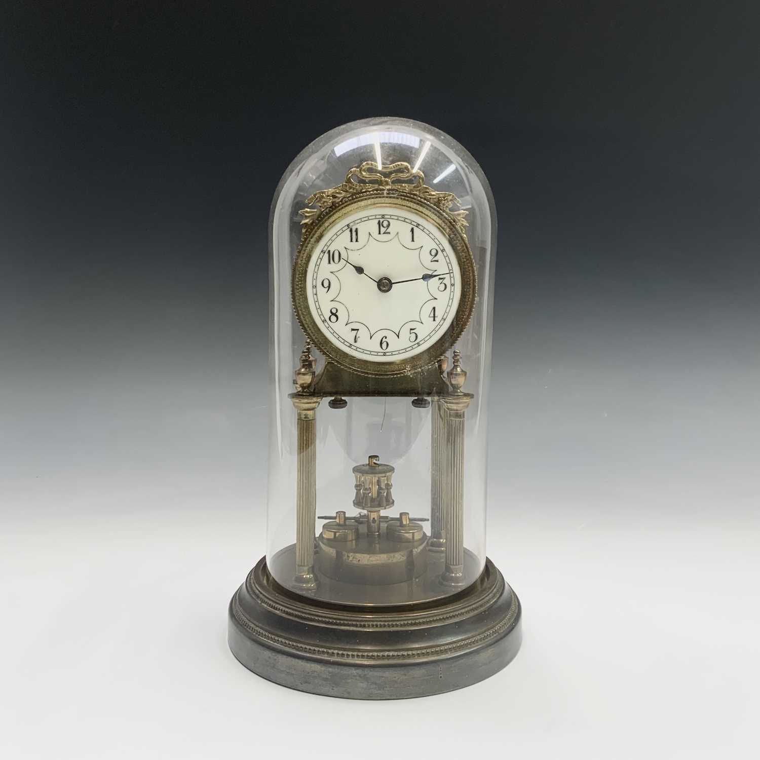 Lot 2934 - A German brass 400 day anniversary clock,