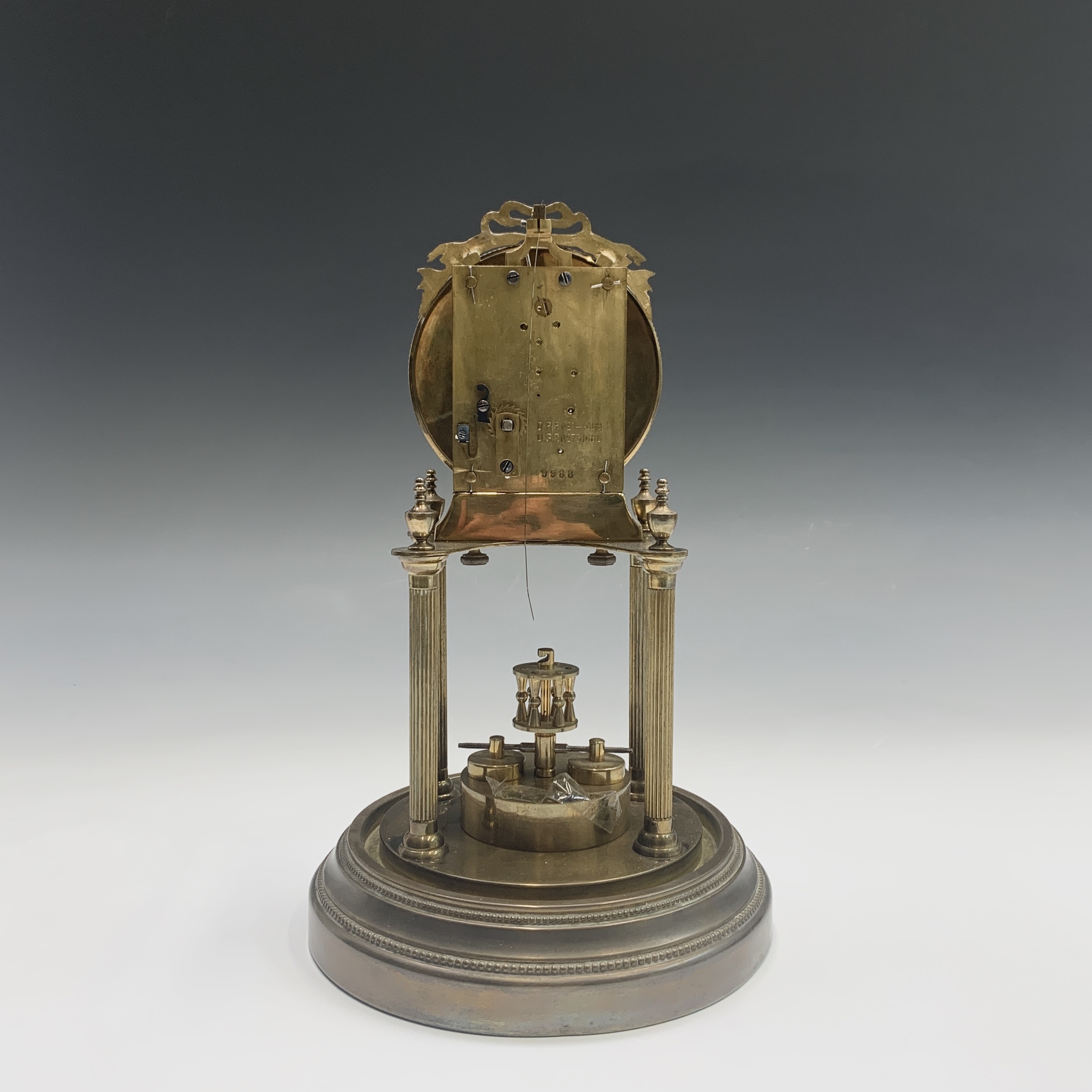 Lot 2934 - A German brass 400 day anniversary clock,