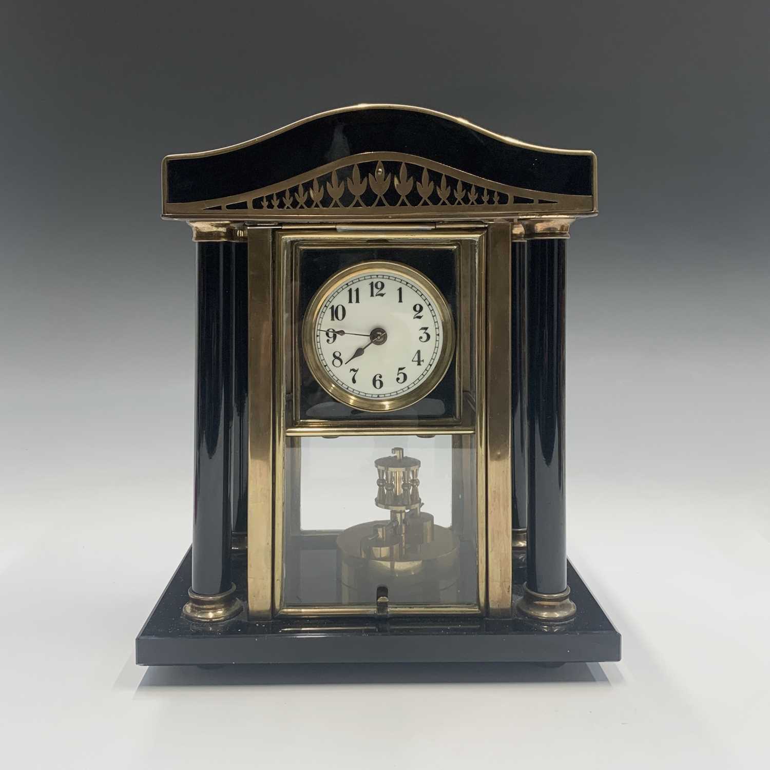 Lot 2935 - A German 400 day torsion clock, in a black