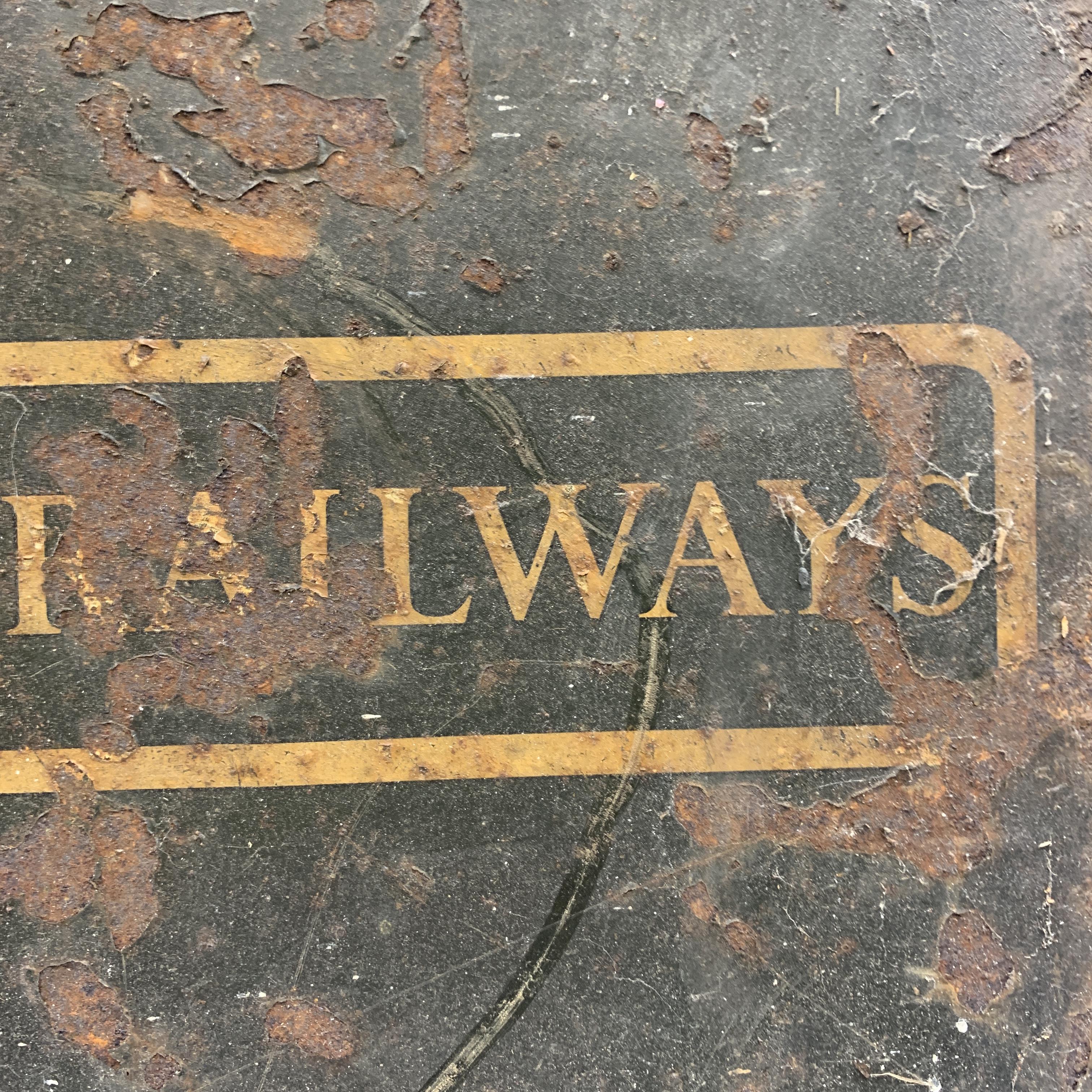 Lot 450 - Railwayana, a vintage painted steel sign,