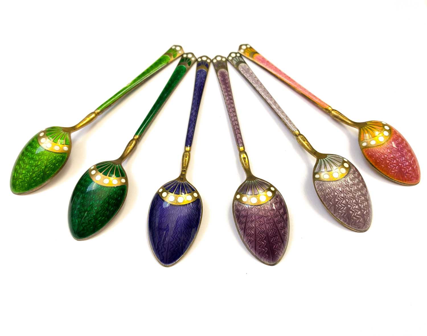 Lot 241 - A set of six silver gilt Norwegian harlequin