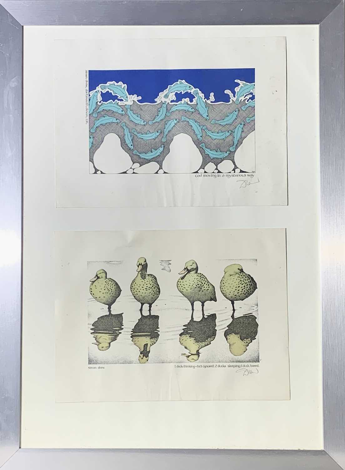 Lot 725 - Simon DREW (1952) Two ink cartoons each 30 x