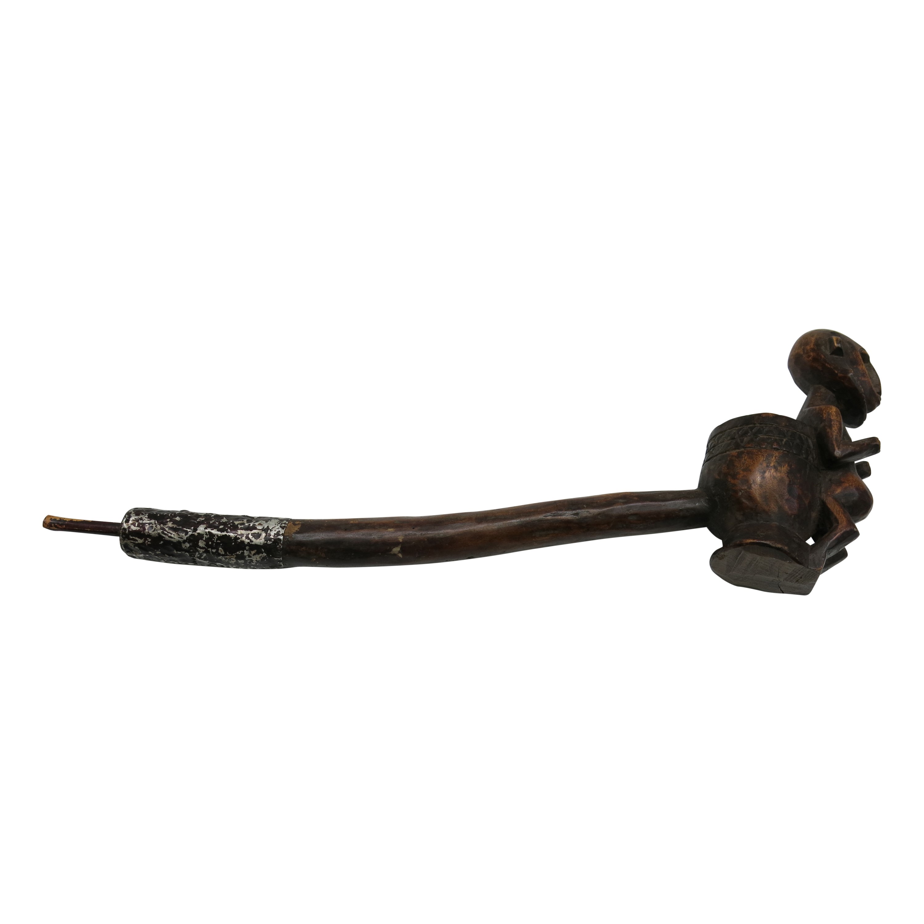 Lot 87 - An African wooden pipe, with carved figural