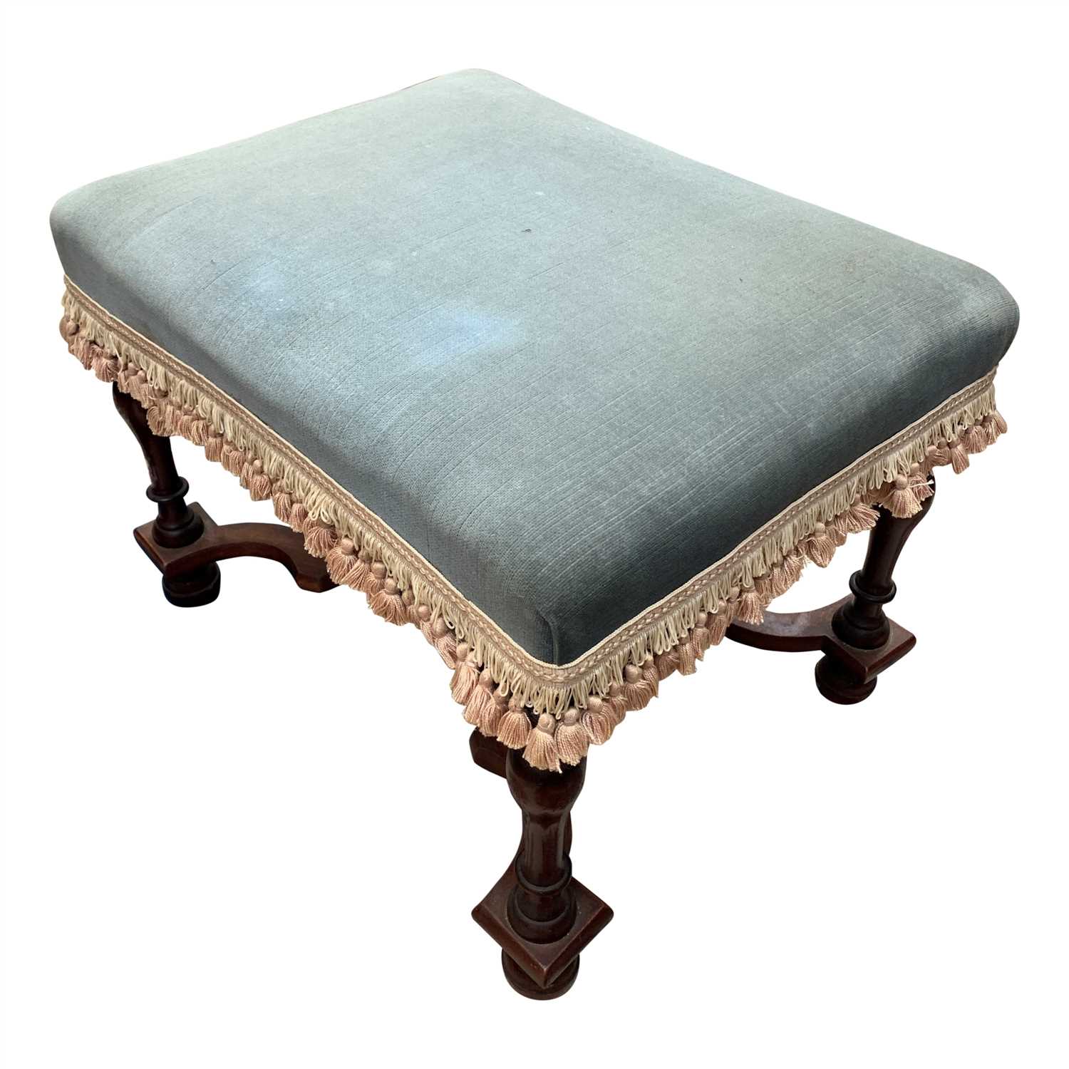 Lot 3430 - A William and Mary style walnut stool,