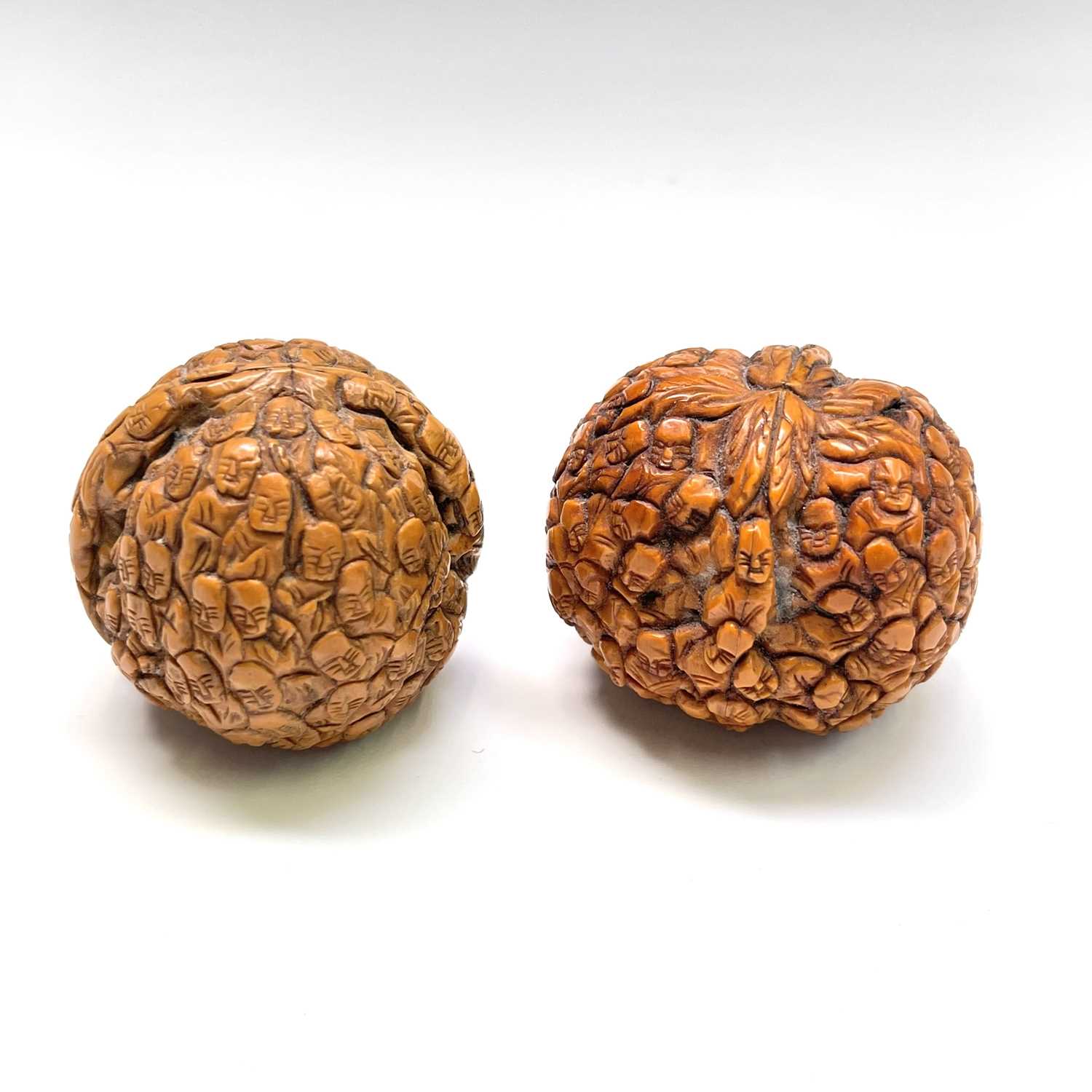 Lot 356 - Two Chinese carved walnuts, circa 1900,